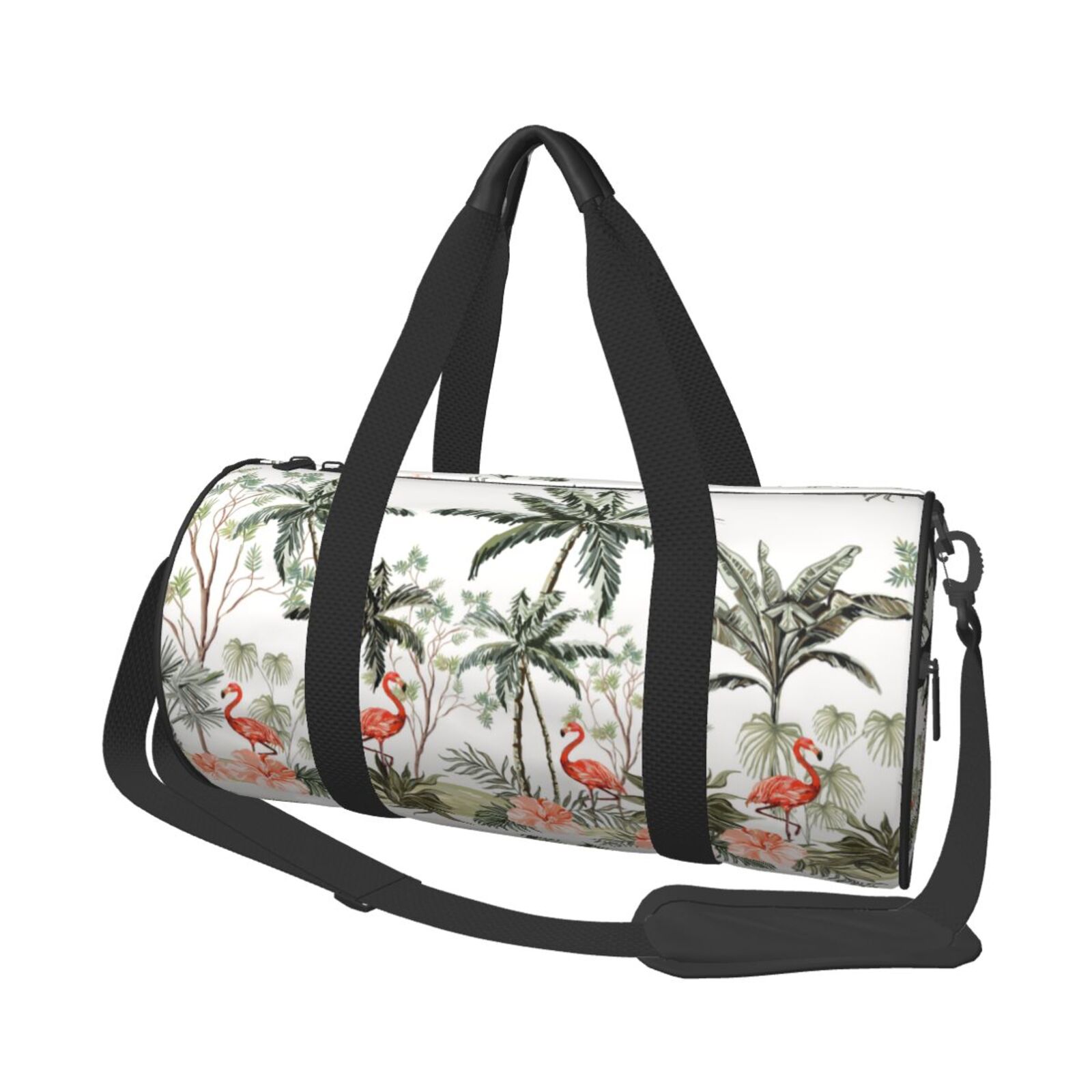 Gaeub Flamingo Palm Trees Lightweight Travel Cylinder Bag Gym Tote Bag ...