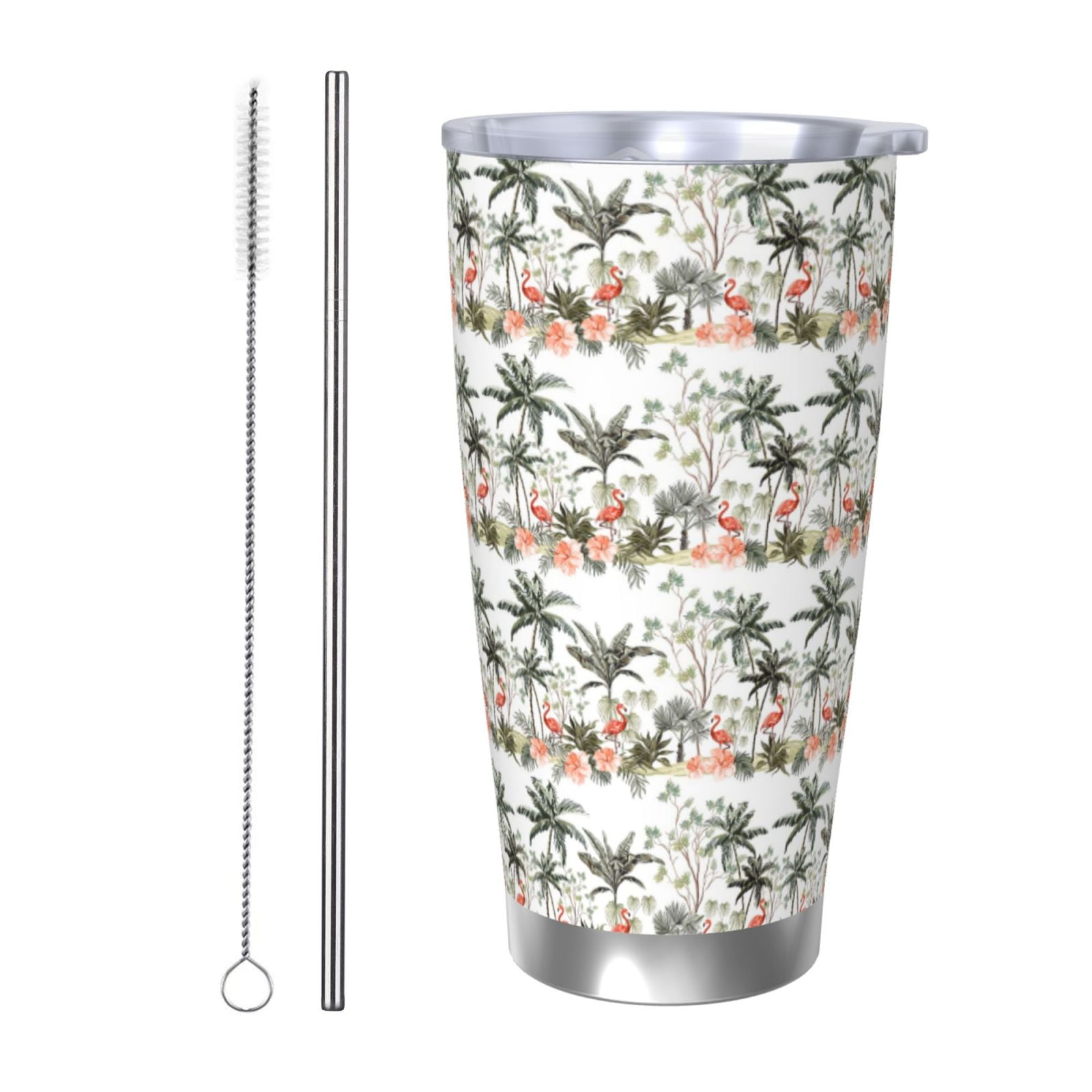 Gaeub Flamingo Palm Trees Print 20-Ounce Stainless Steel Car Cup ...