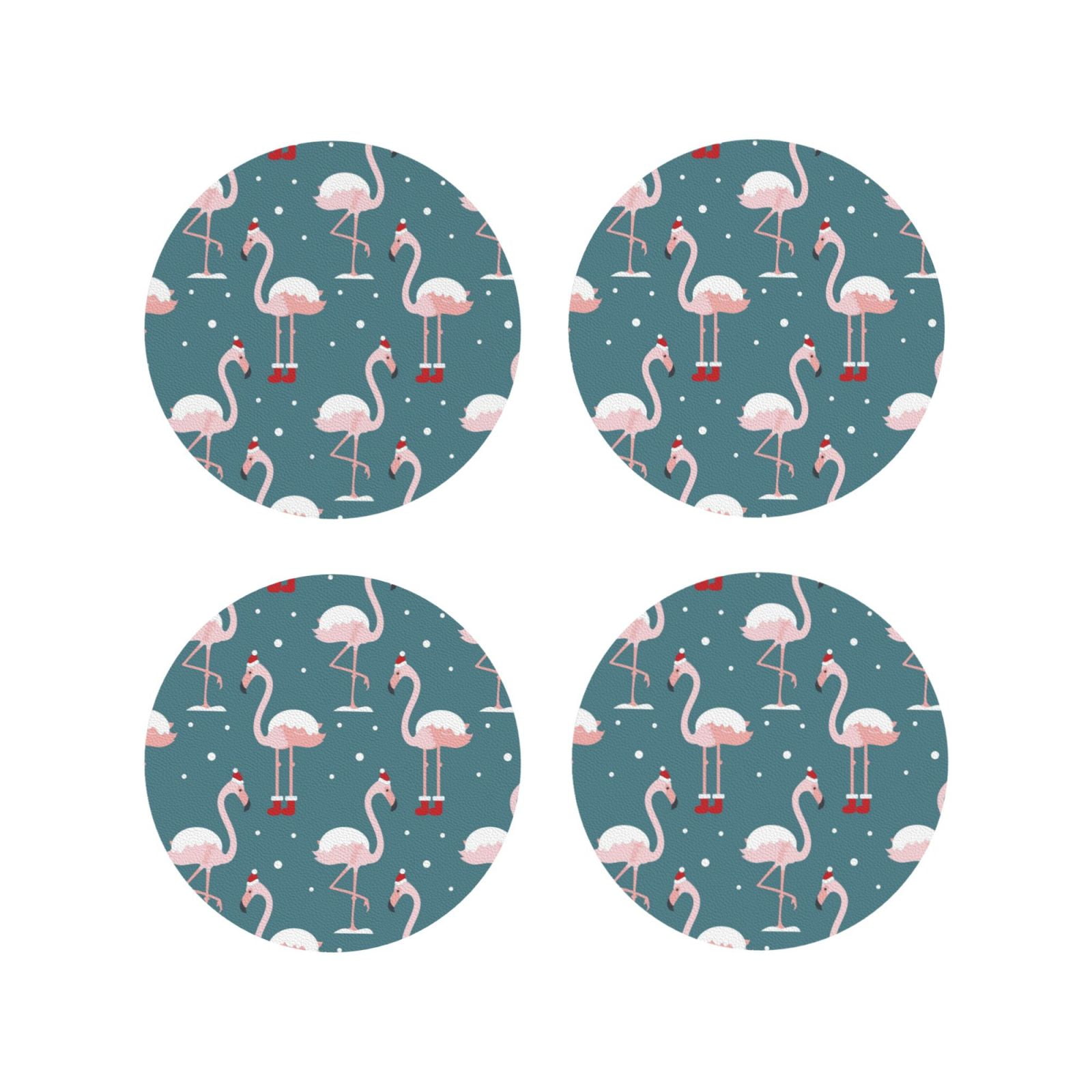 Gaeub Flamingo Print 4 Pcs Leather Coasters for Drinks ,Drink Coasters ...
