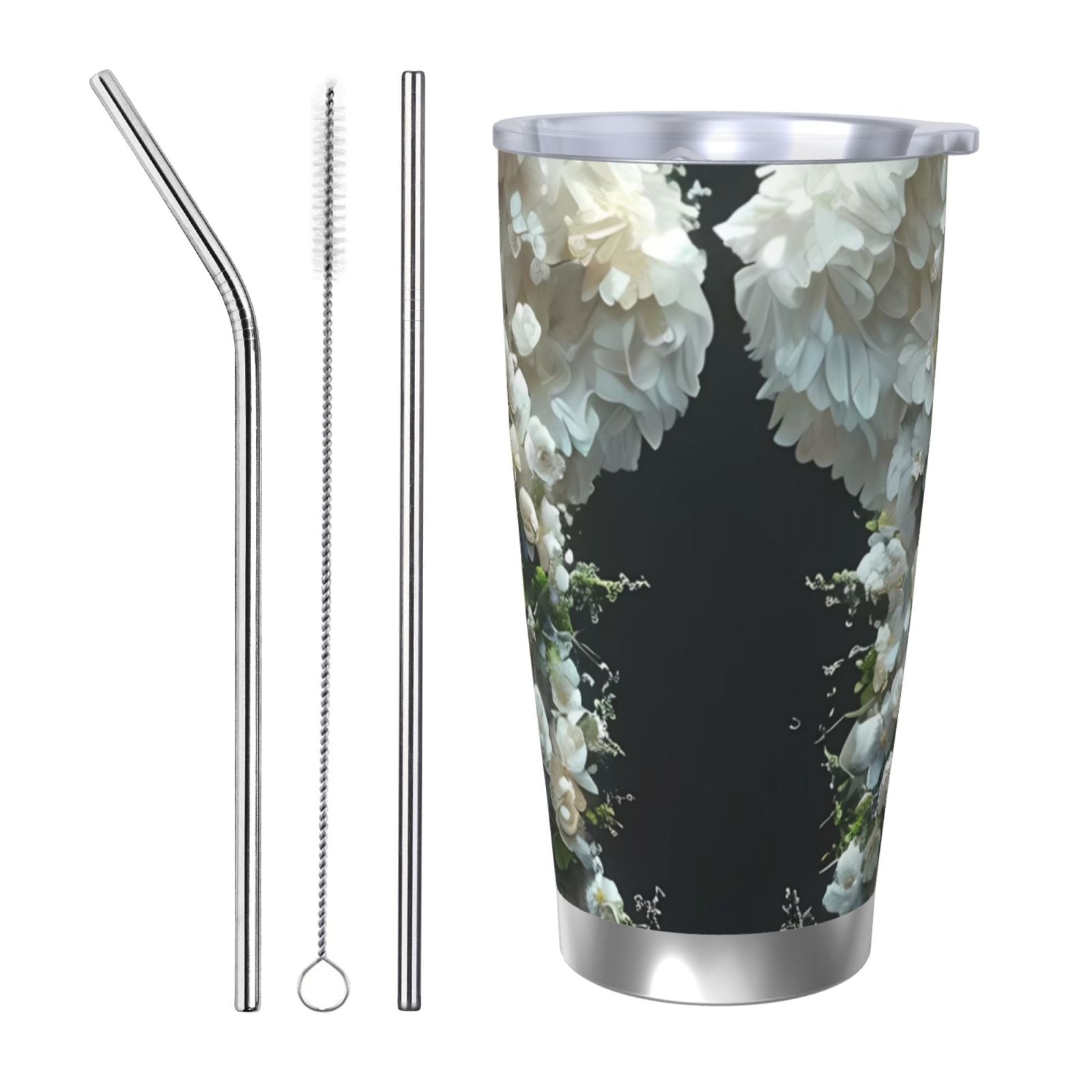 Gaeub Floral Angelic White Wings Print 20-Ounce Stainless Steel Car Cup ...