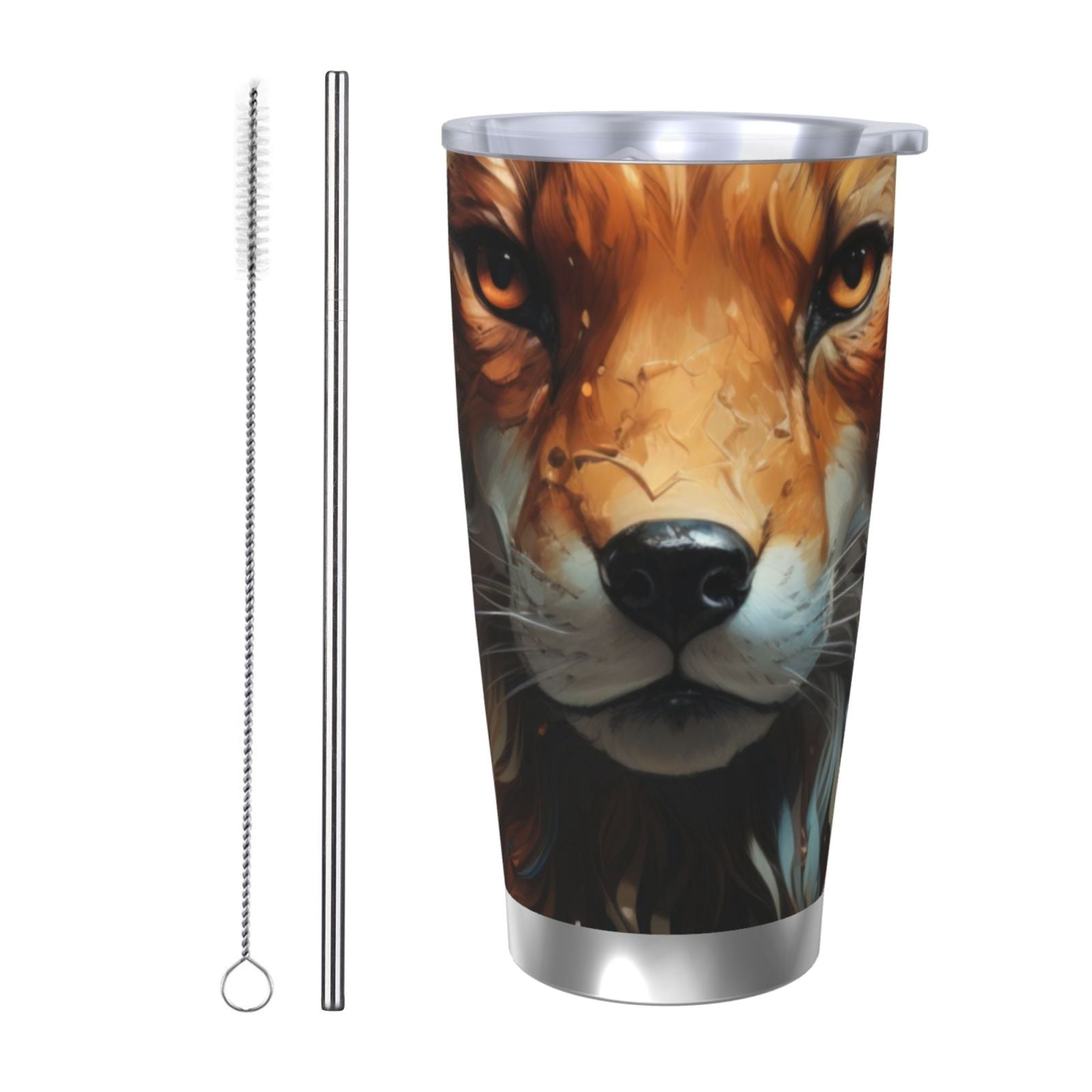 Gaeub Floral Fox Print 20-Ounce Stainless Steel Car Cup,Tumblers Cups ...