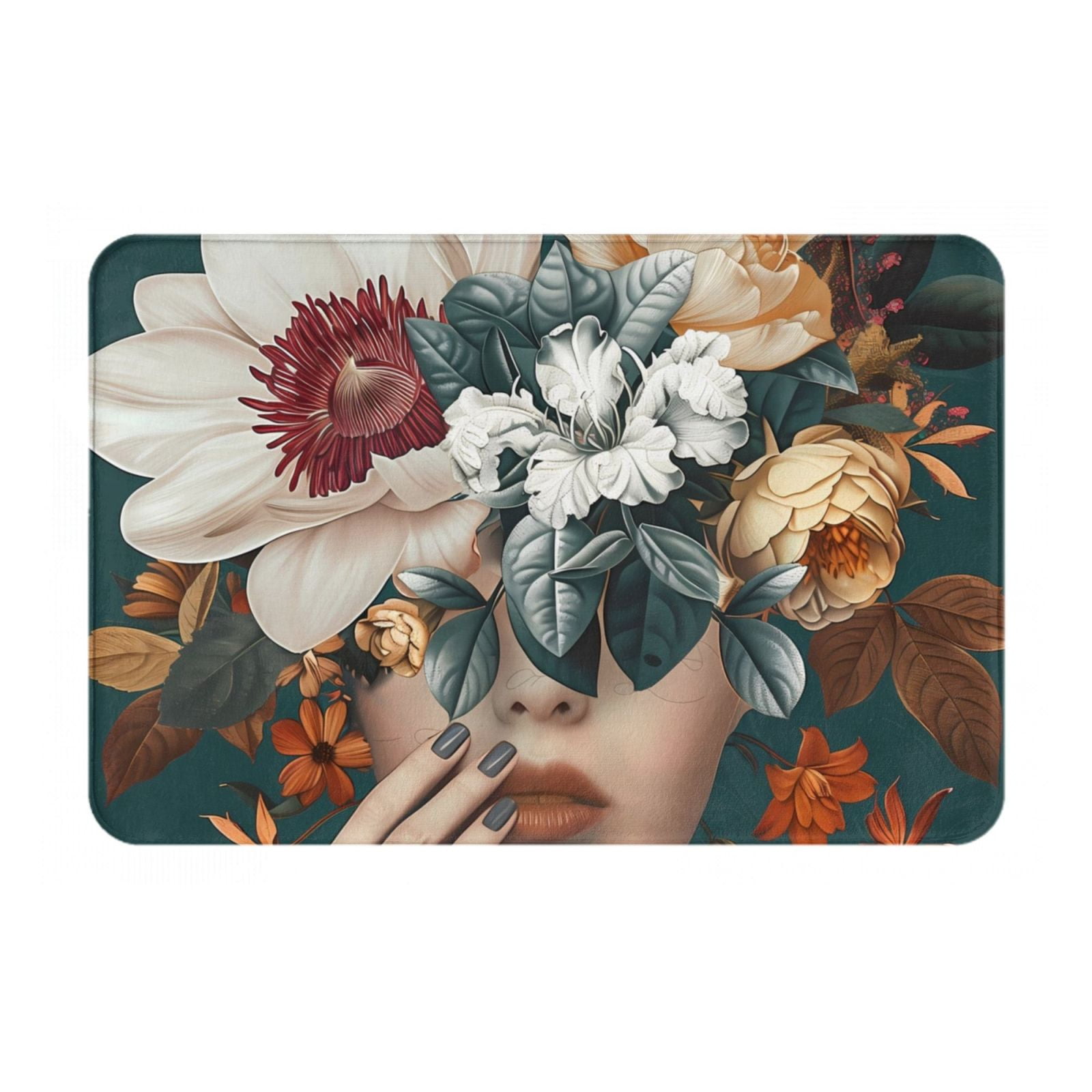 Gaeub Floral Head Dreamscape Print Door Mat with Heavy Duty Backing ...