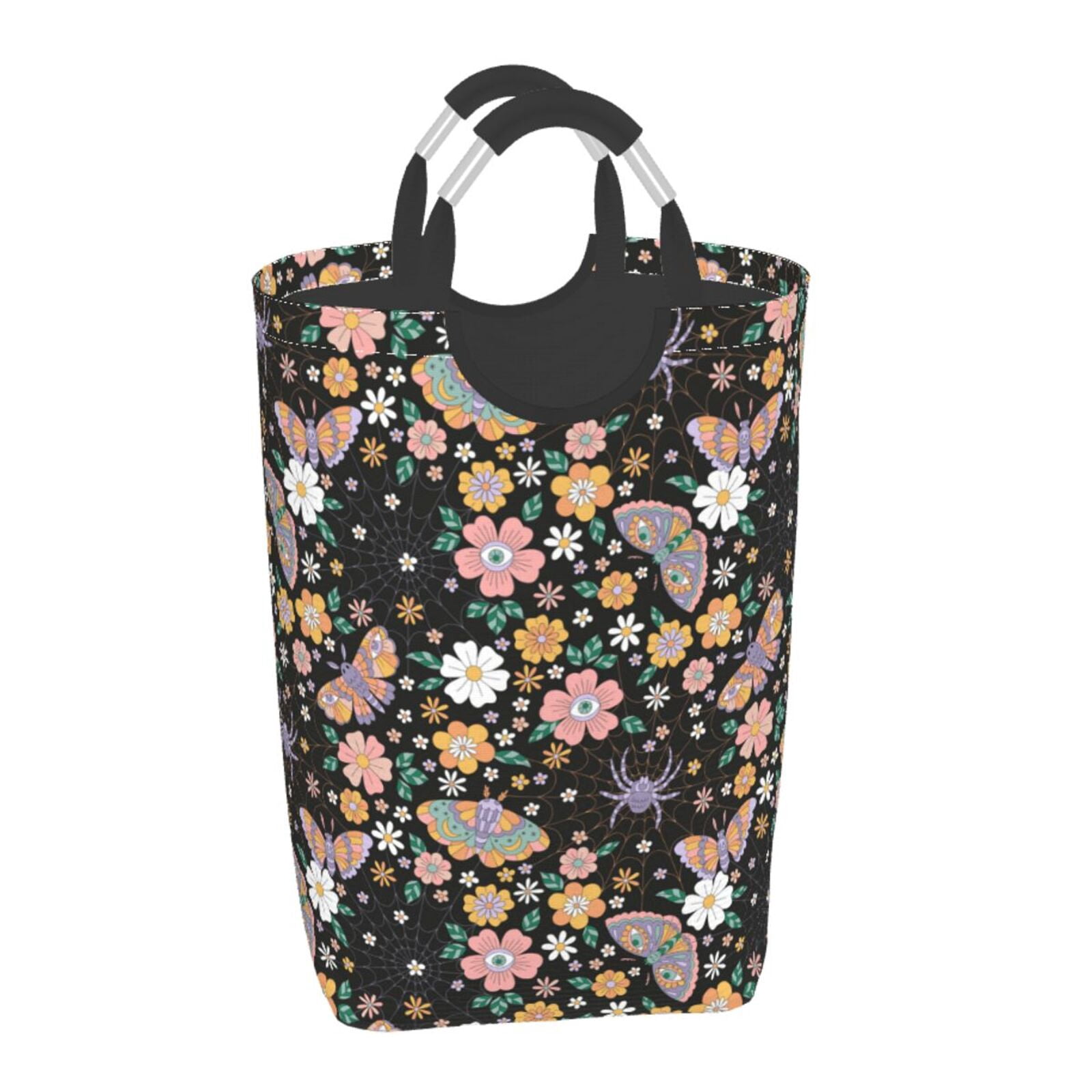 Gaeub Floral Insects Print 50L Large Laundry Hampers with Handles ...