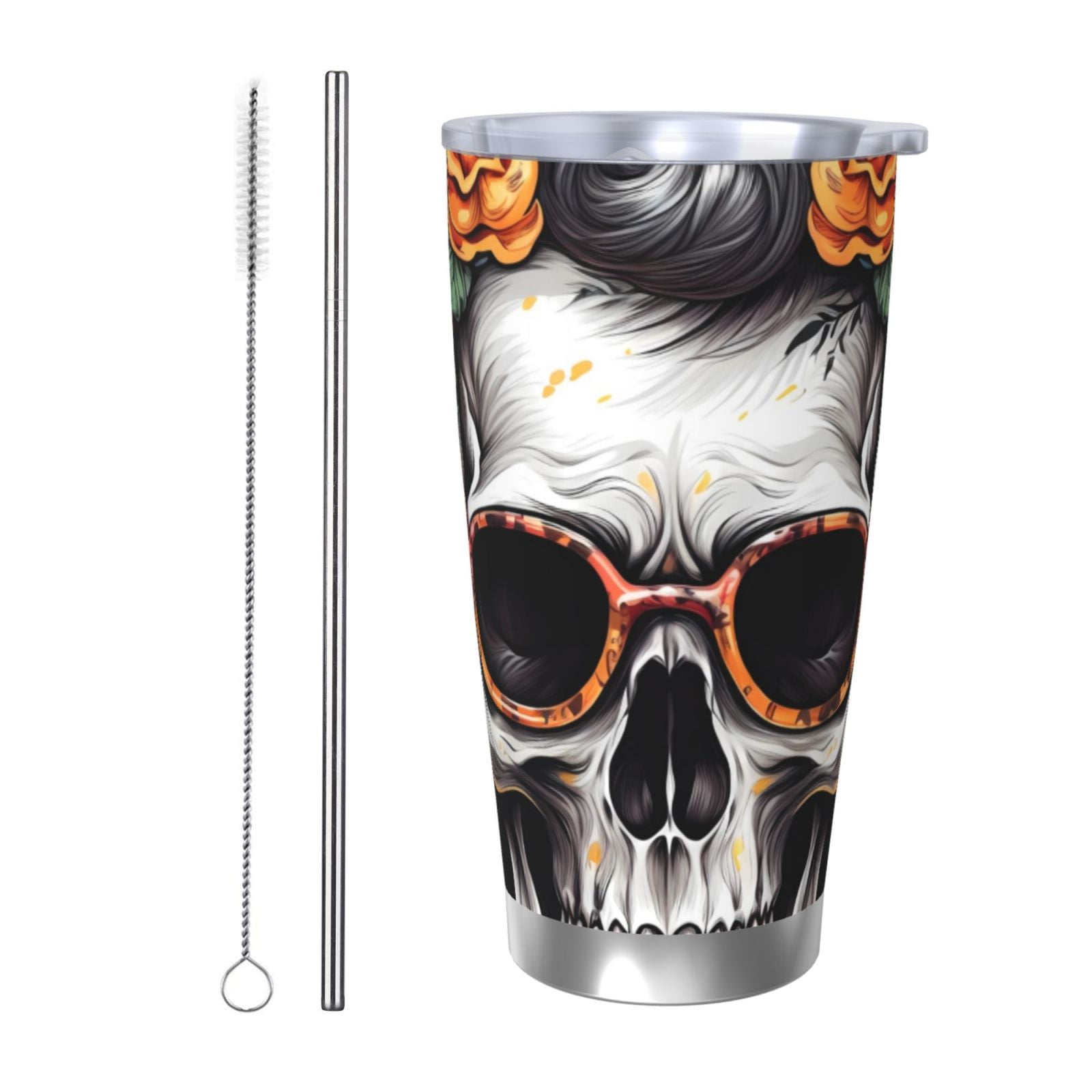 Gaeub Flower Horn Skull A Print 20-Ounce Stainless Steel Car Cup ...