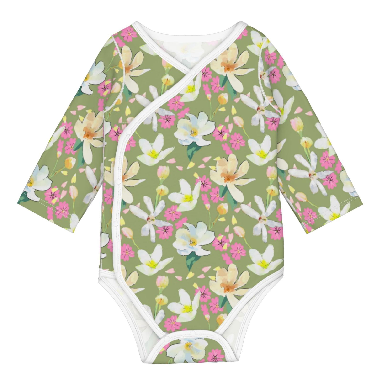 Gaeub Flowers And Buds Unisex Babies' Long-Sleeve Bodysuit 100% Organic ...