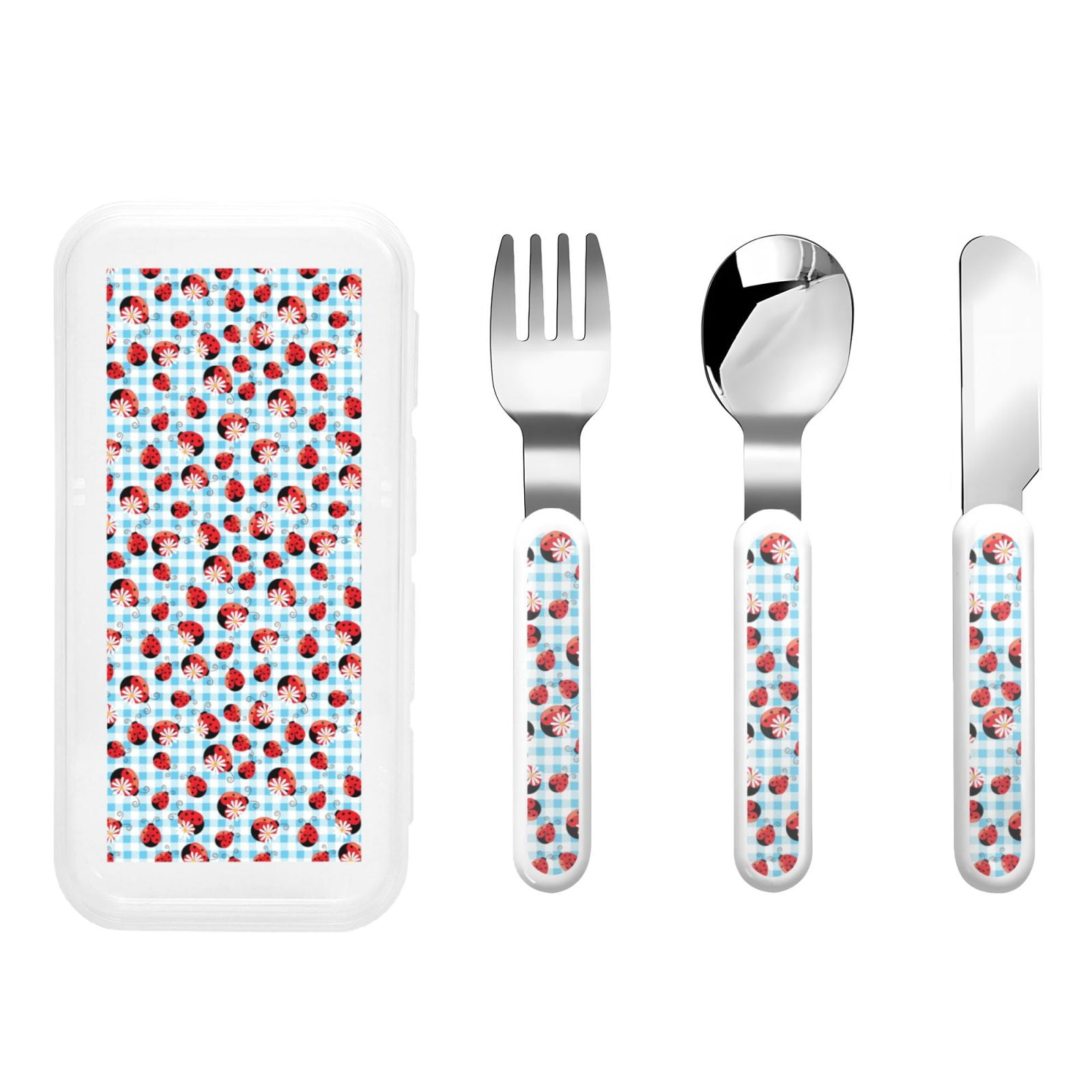 Gaeub Flowers and Lady Bugs Print 3-Piece Children Knife Spoon Fork Set ...