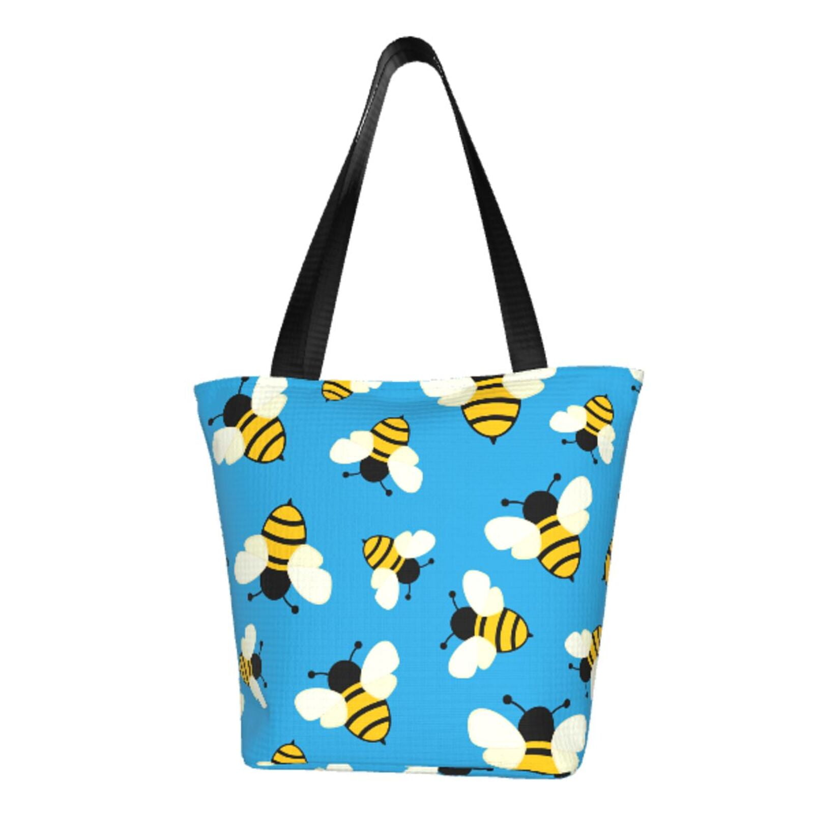 Gaeub Flying Bees Printed Tote Bag Grocery Bag Reusable Shoulder Bag ...