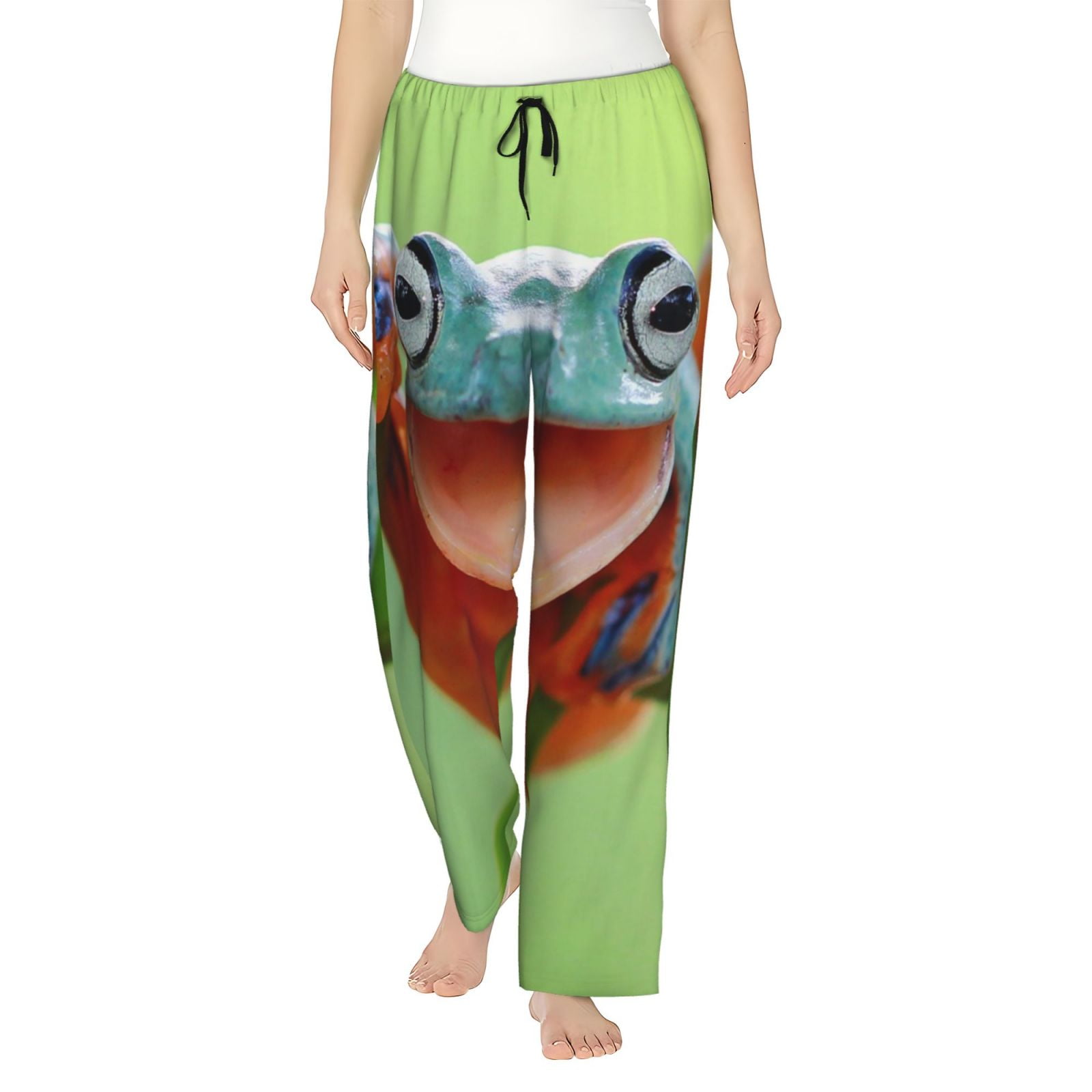 Gaeub Flying Frog On Branch Soft Pajama Pants for Women, Wide Leg Comfy ...