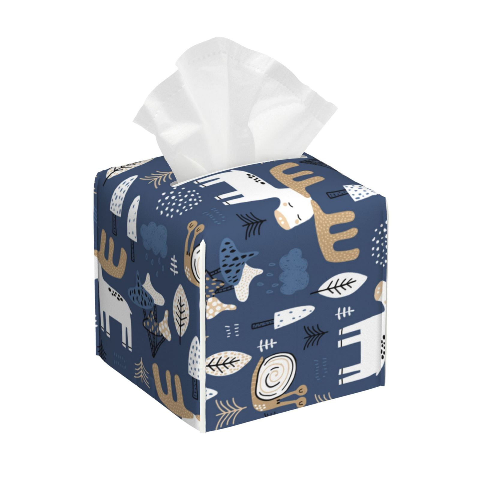 Gaeub Forest Elk Print Leather Tissue Box Cover Square,Tissue Holder ...