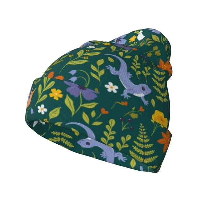 Gaeub Forest Flora And Fauna Print Unisex Knitted Hat,Warm Winter ...