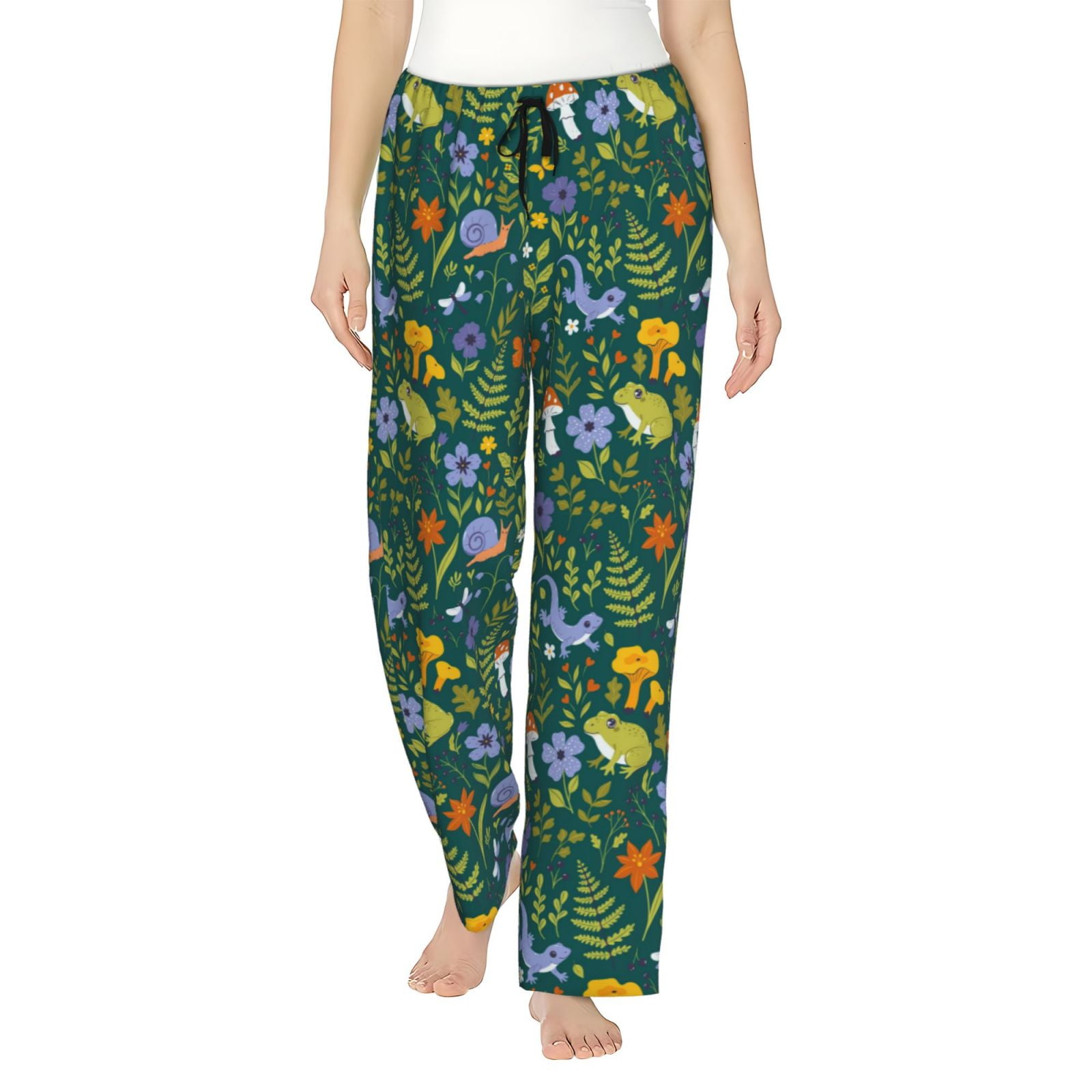 Gaeub Forest Flora And Fauna Soft Pajama Pants for Women, Wide Leg ...