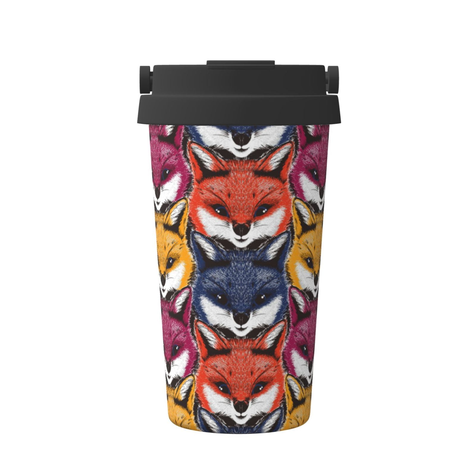 Gaeub Fox Face Print Travel Mug, Insulated Coffee Mug with Leakproof ...
