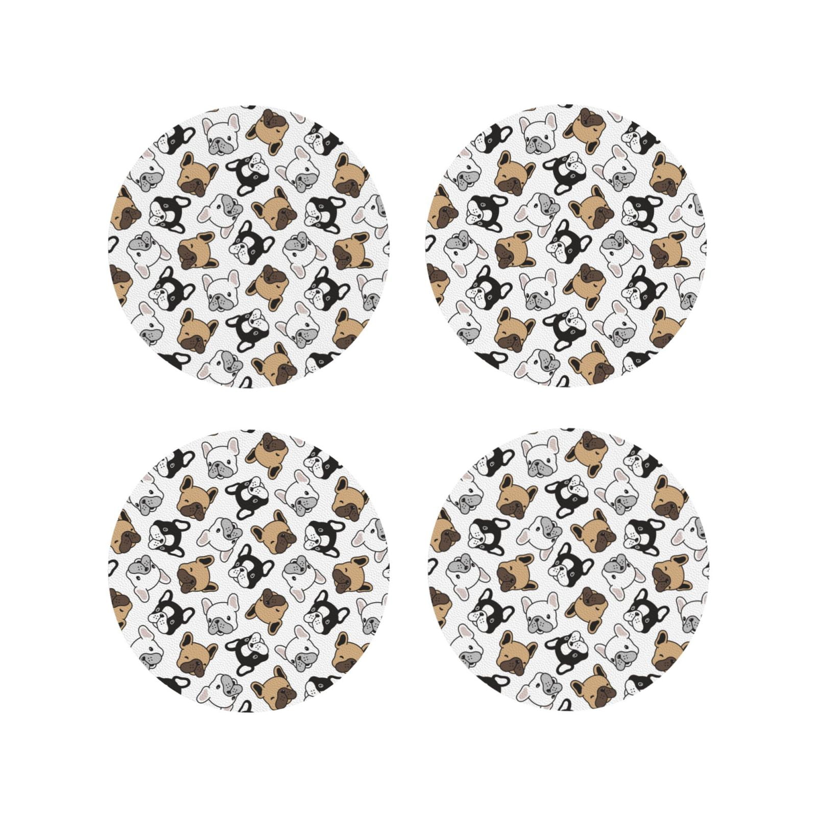 Gaeub French Bulldog3 Print 4 Pcs Leather Coasters for Drinks ,Drink ...