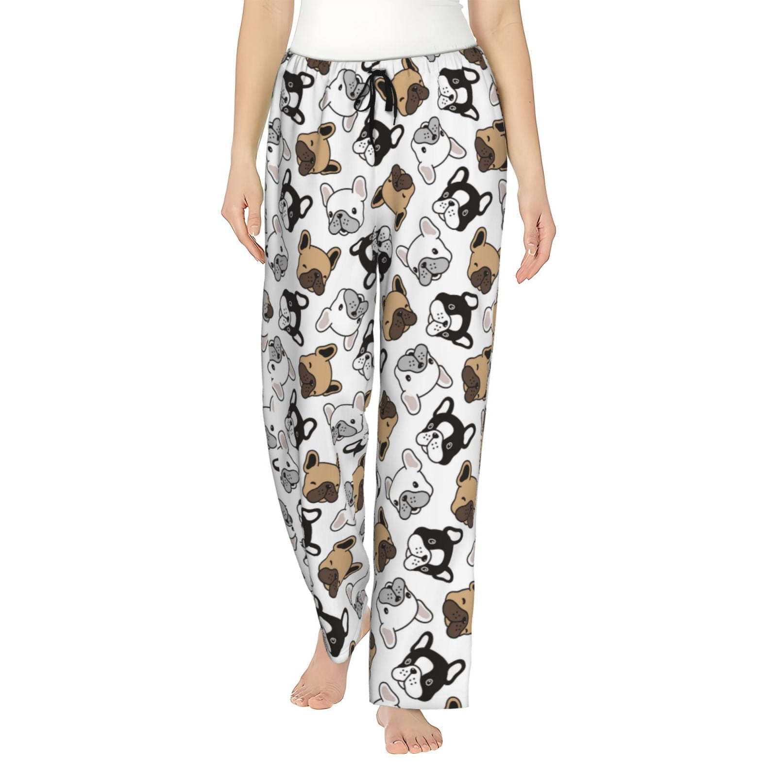 Gaeub French Bulldog3 Soft Pajama Pants for Women, Wide Leg Comfy ...