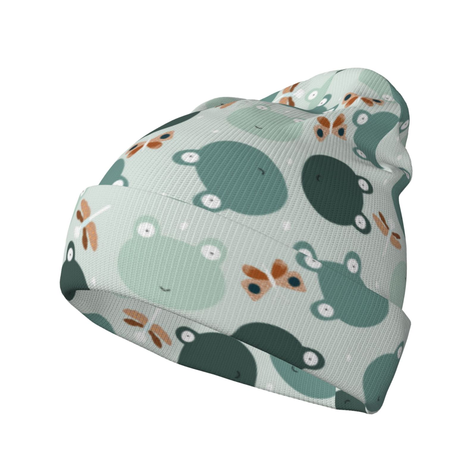 Gaeub Frog And Dragonflies Print Unisex Knitted Hat,Warm Winter Beanie ...