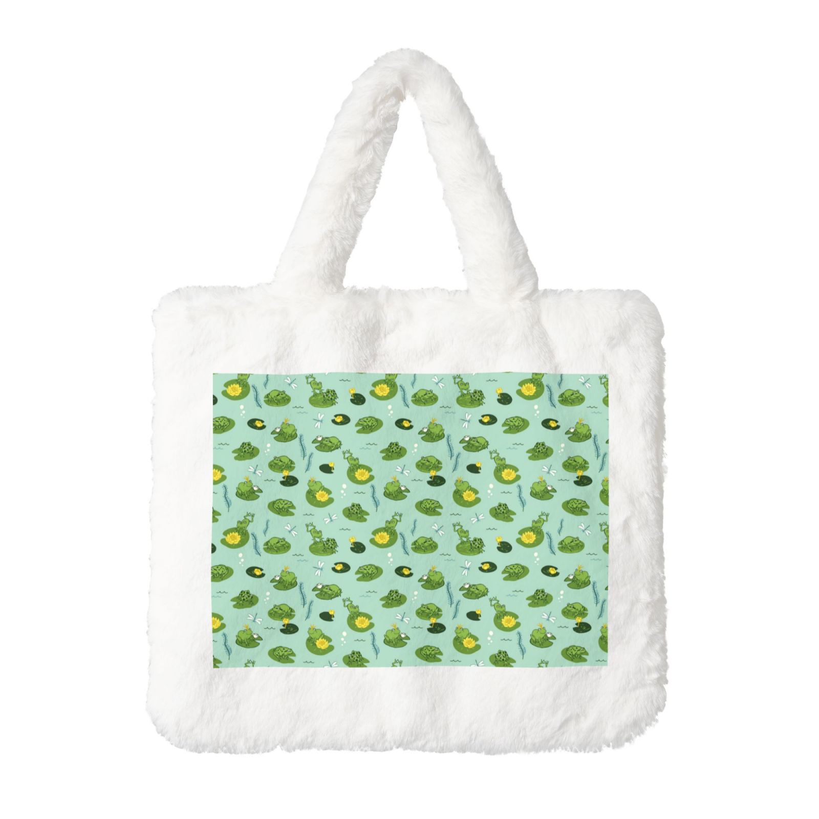 Gaeub Froggs In The Lake Printed Plush Underarm Bag, Ladies Fluffy ...