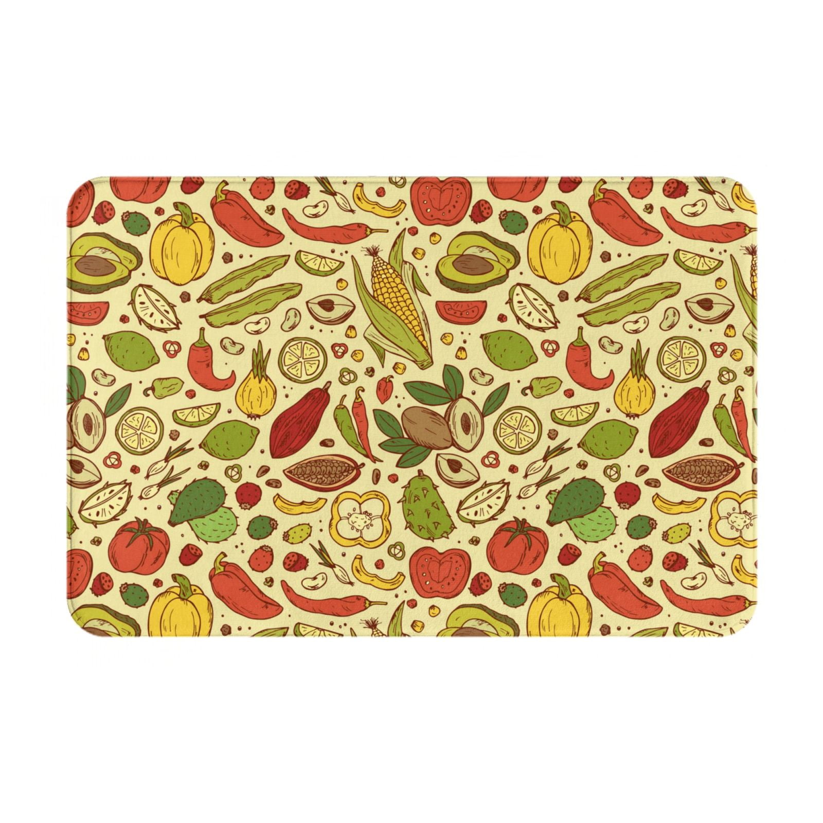 Gaeub Fruits And Vegetables Print Door Mat with Heavy Duty Backing ...