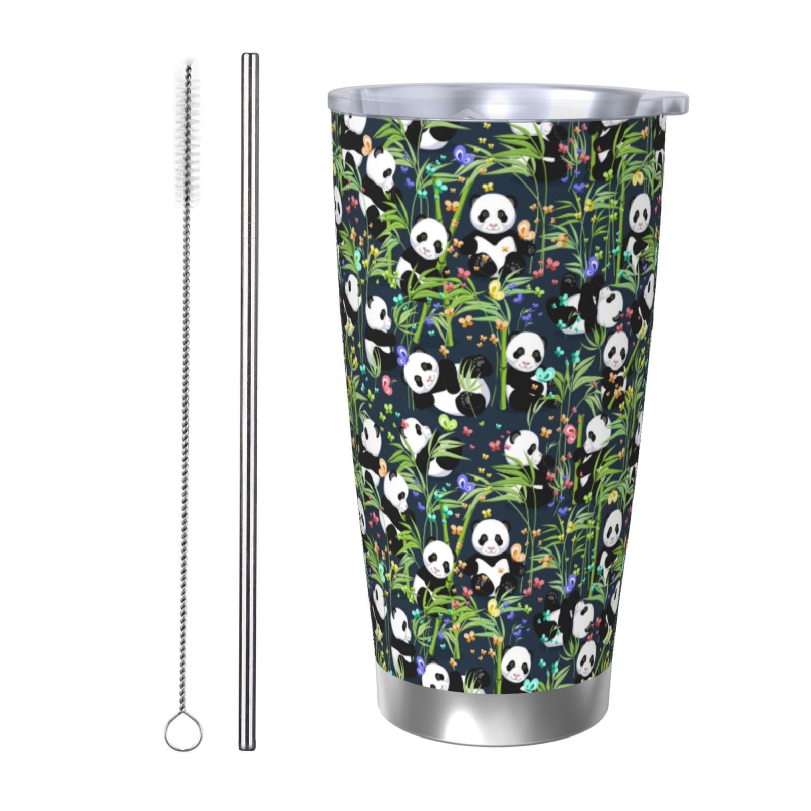 Gaeub Fun Panda Playing With Bamboo Leaves Print 20-Ounce Stainless ...