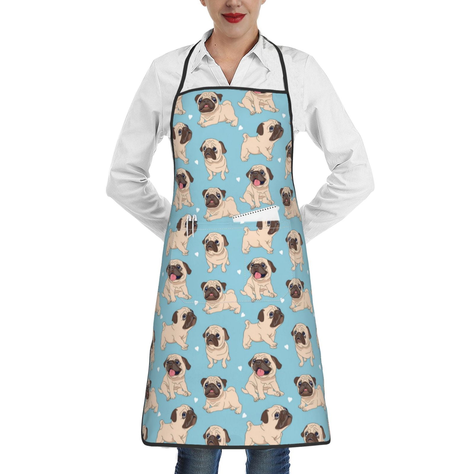 Gaeub Funny Cartoon Pugs Kitchen Cooking Aprons Adjustable Bib Apron ...