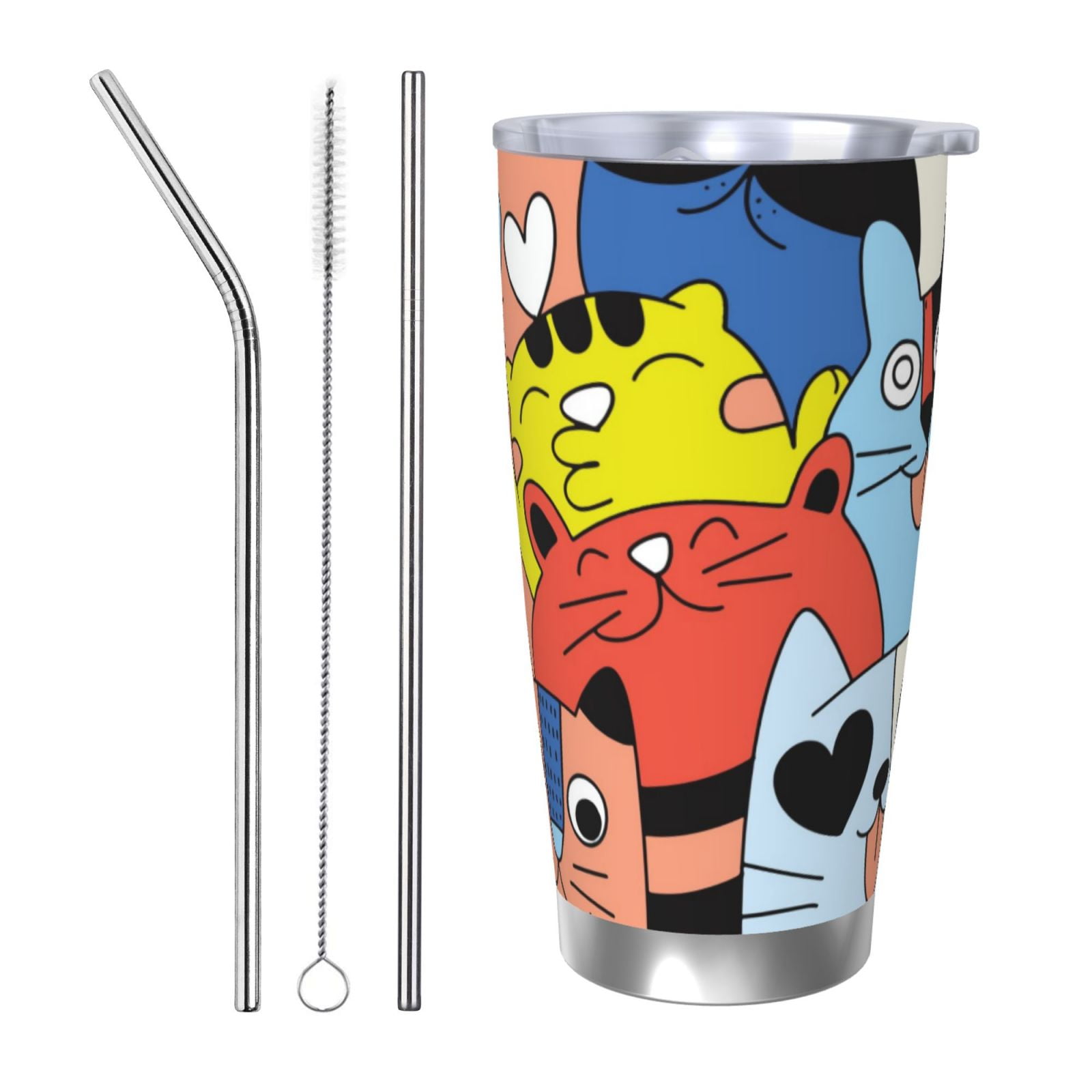Gaeub Funny Cats Print 20-Ounce Stainless Steel Car Cup,Tumblers Cups ...