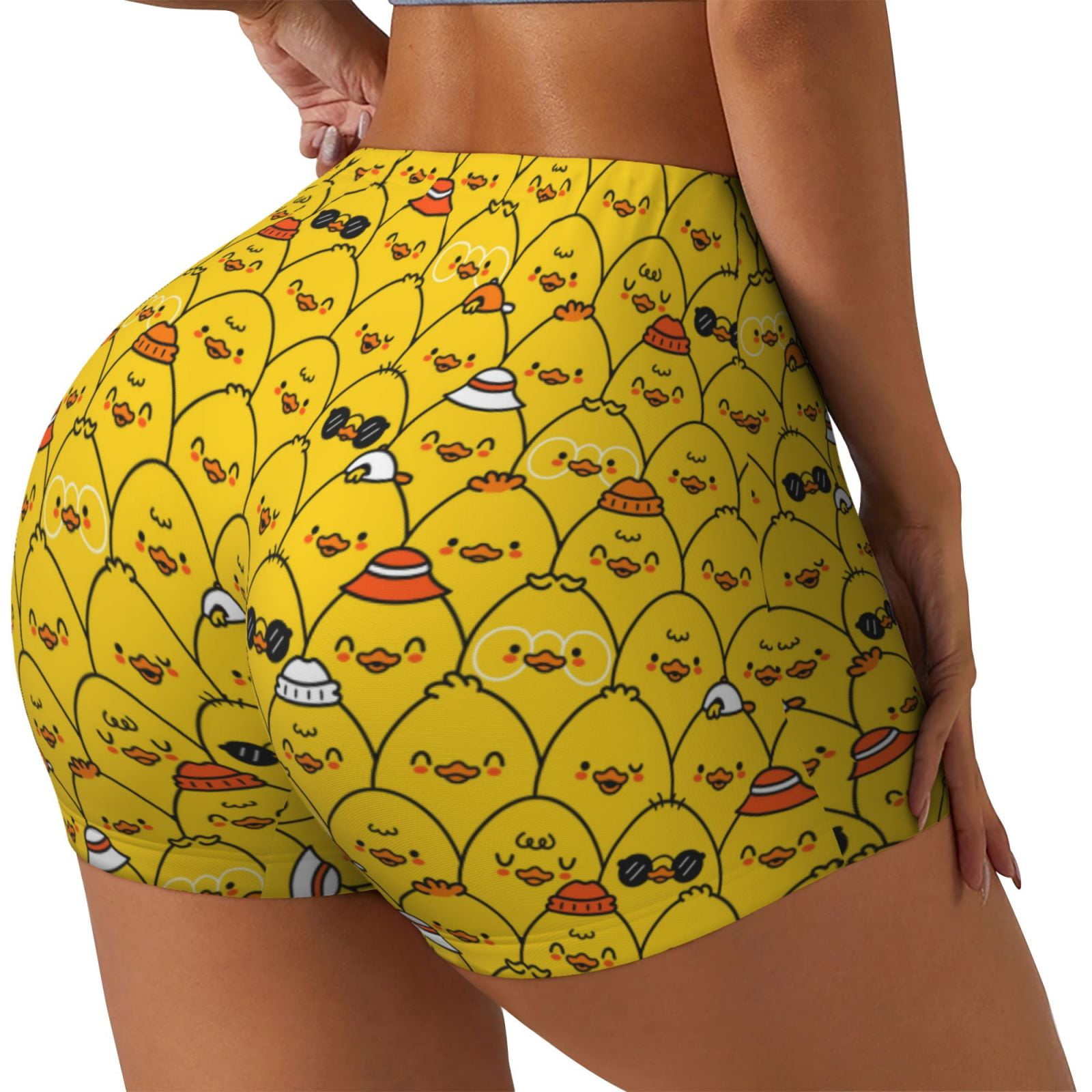 Gaeub Funny Ducks Print Workout Shorts for Women,Seamless Scrunch Short ...