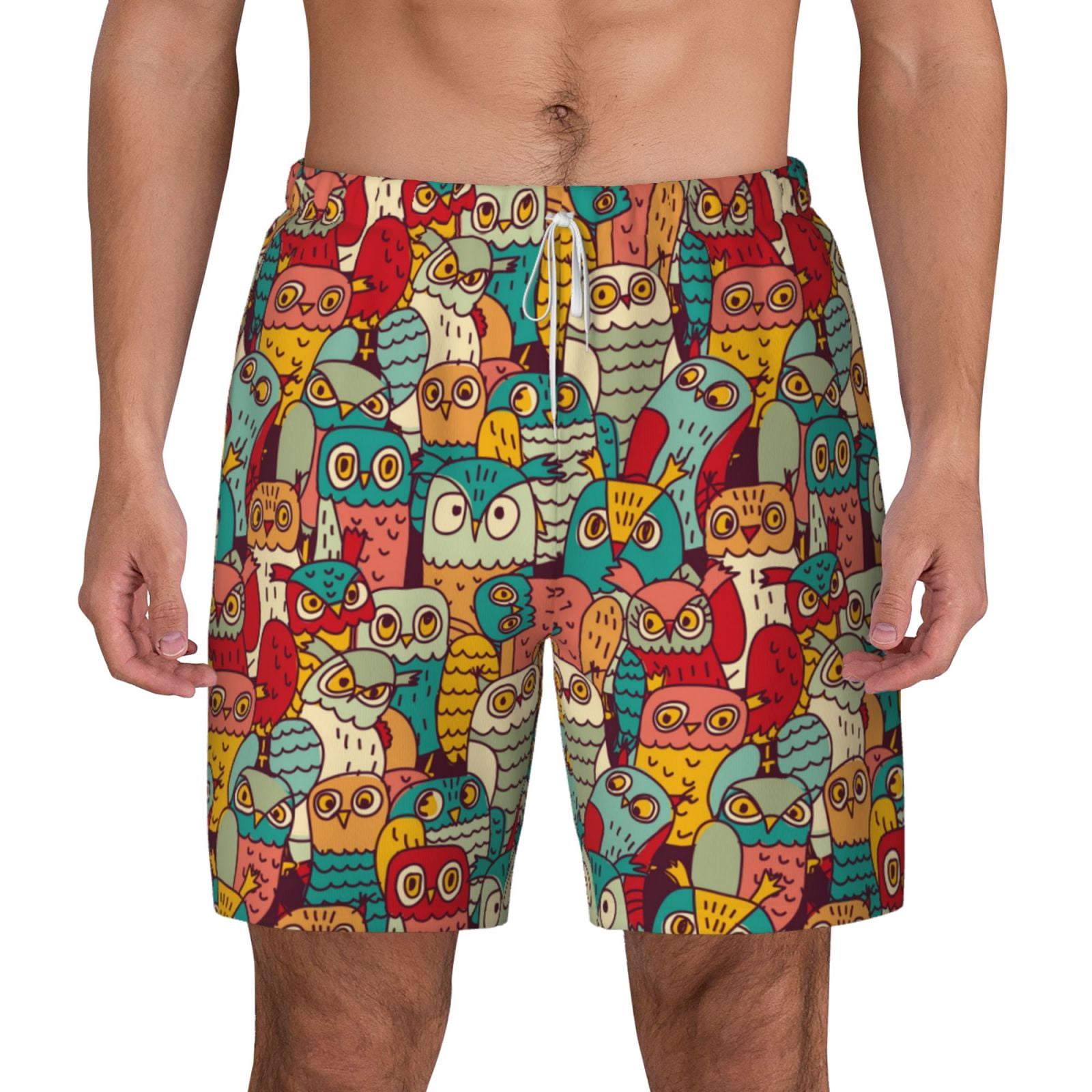 Gaeub Funny Owl Bird Mens Swim Trunks Stretch Beach Shorts Quick Dry ...