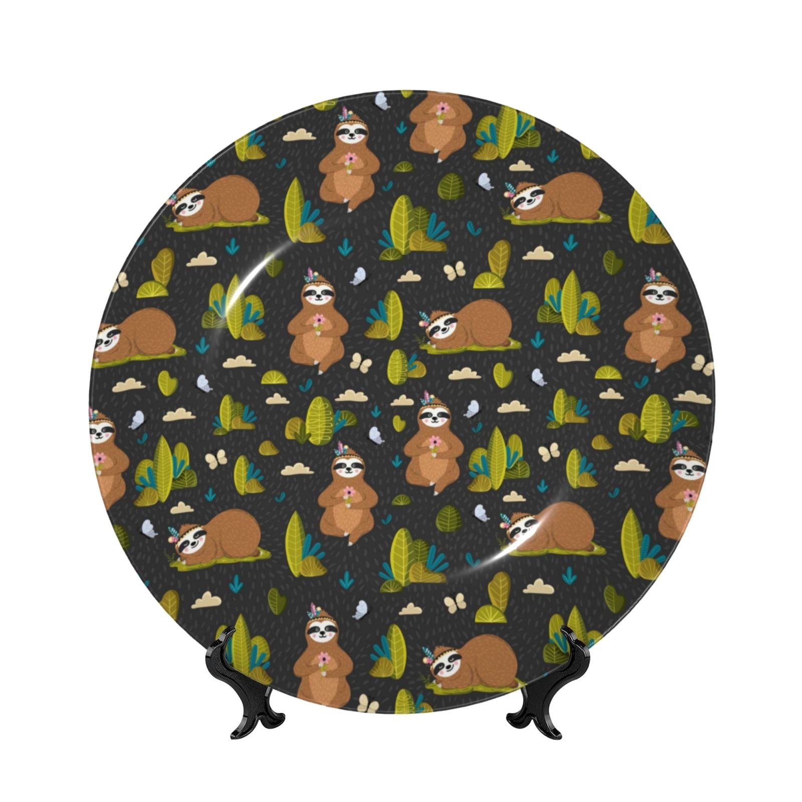 Gaeub Funny Sloths In The Forest Print Ceramic Plate,Dinner Plates,Bone ...