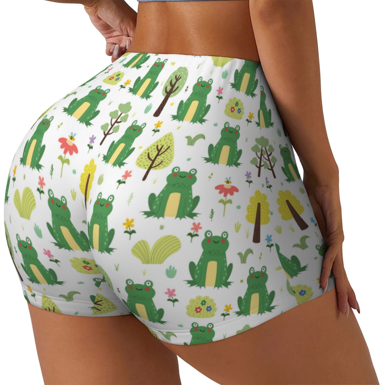 Gaeub Funny Toad Print Workout Shorts for Women,Seamless Scrunch Short ...