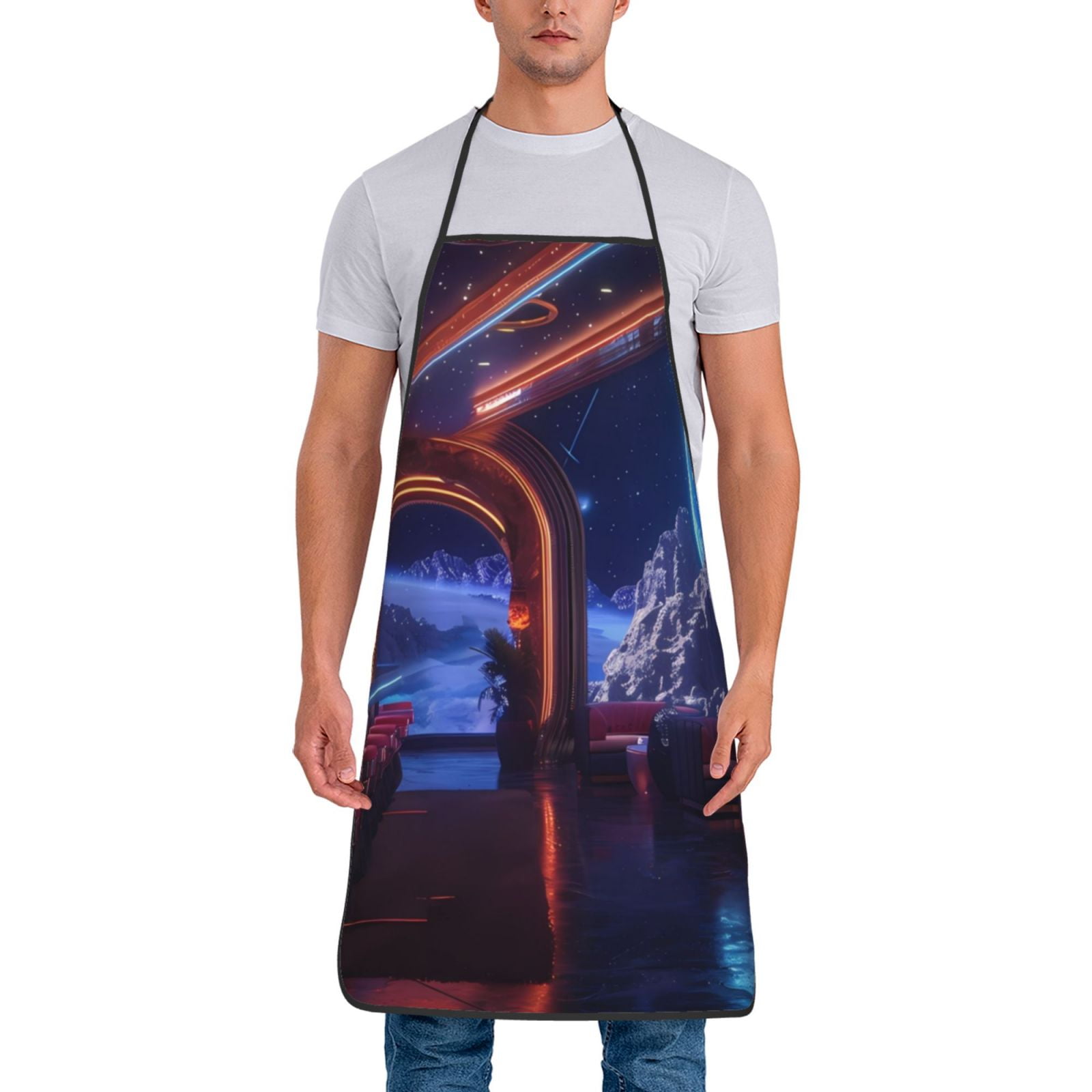 Gaeub Futuristic Bar Space View Print Apron for Men and Women ...