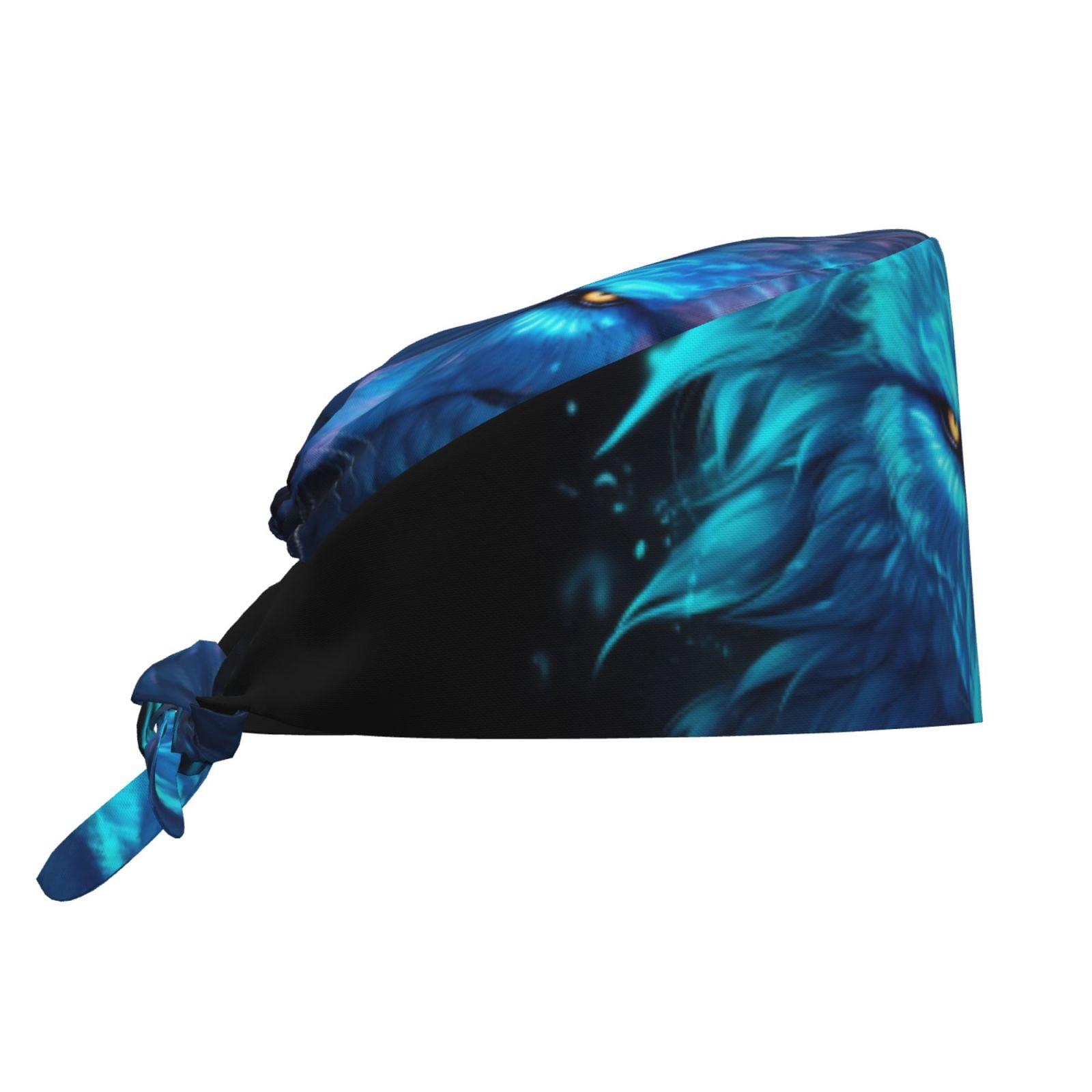 Gaeub Futuristic Blue Light Wolf Print Cleaning Working Cap,Unisex ...