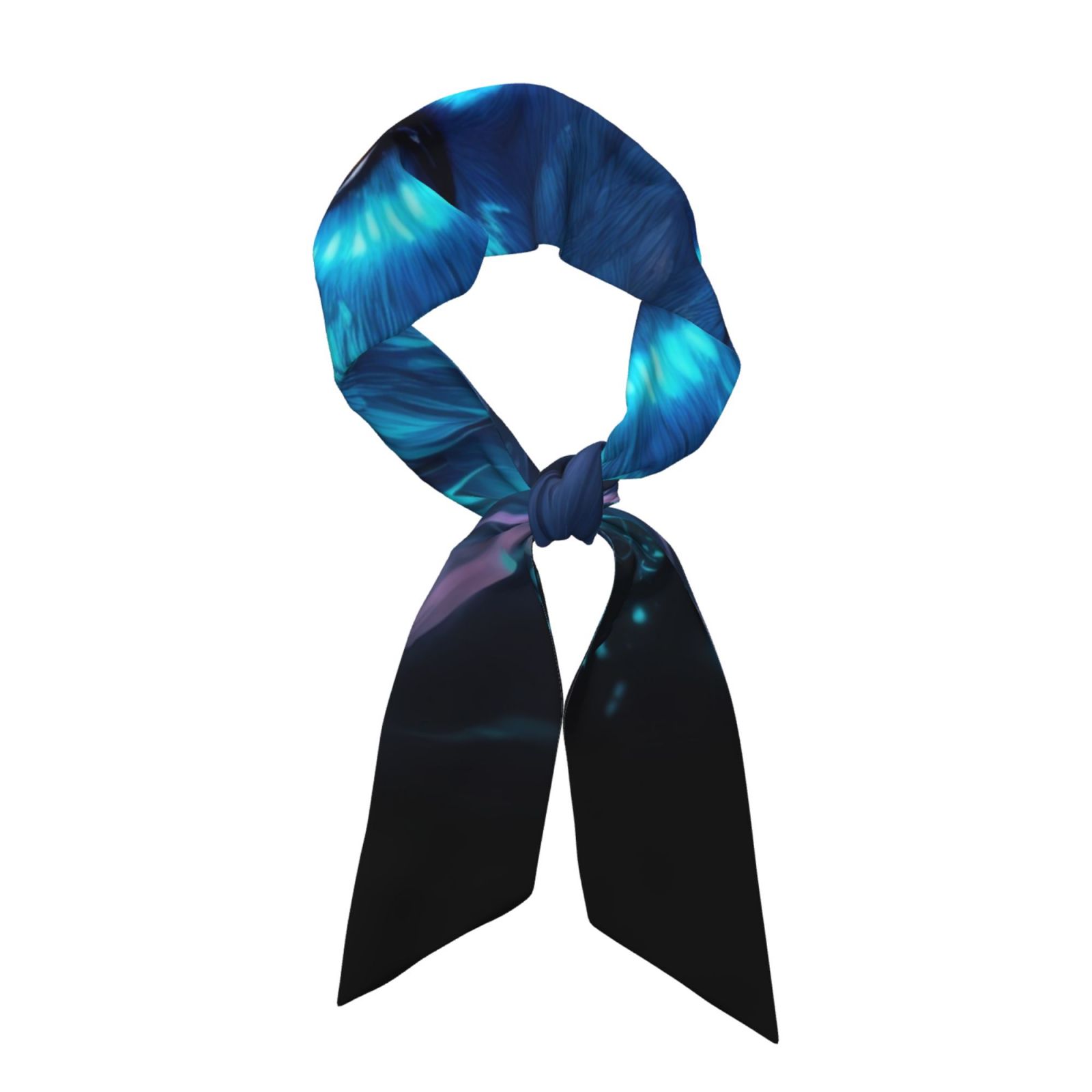 Gaeub Futuristic Blue Light Wolf Printed Silk Feeling Scarf ， Satin ...