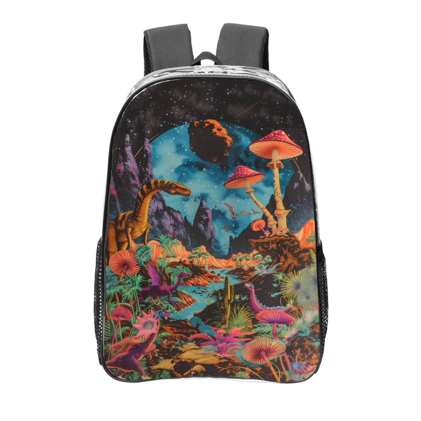 Gaeub Galactic Jungle Dinosaurs Print Clear Backpack ,Clear Transparent ...