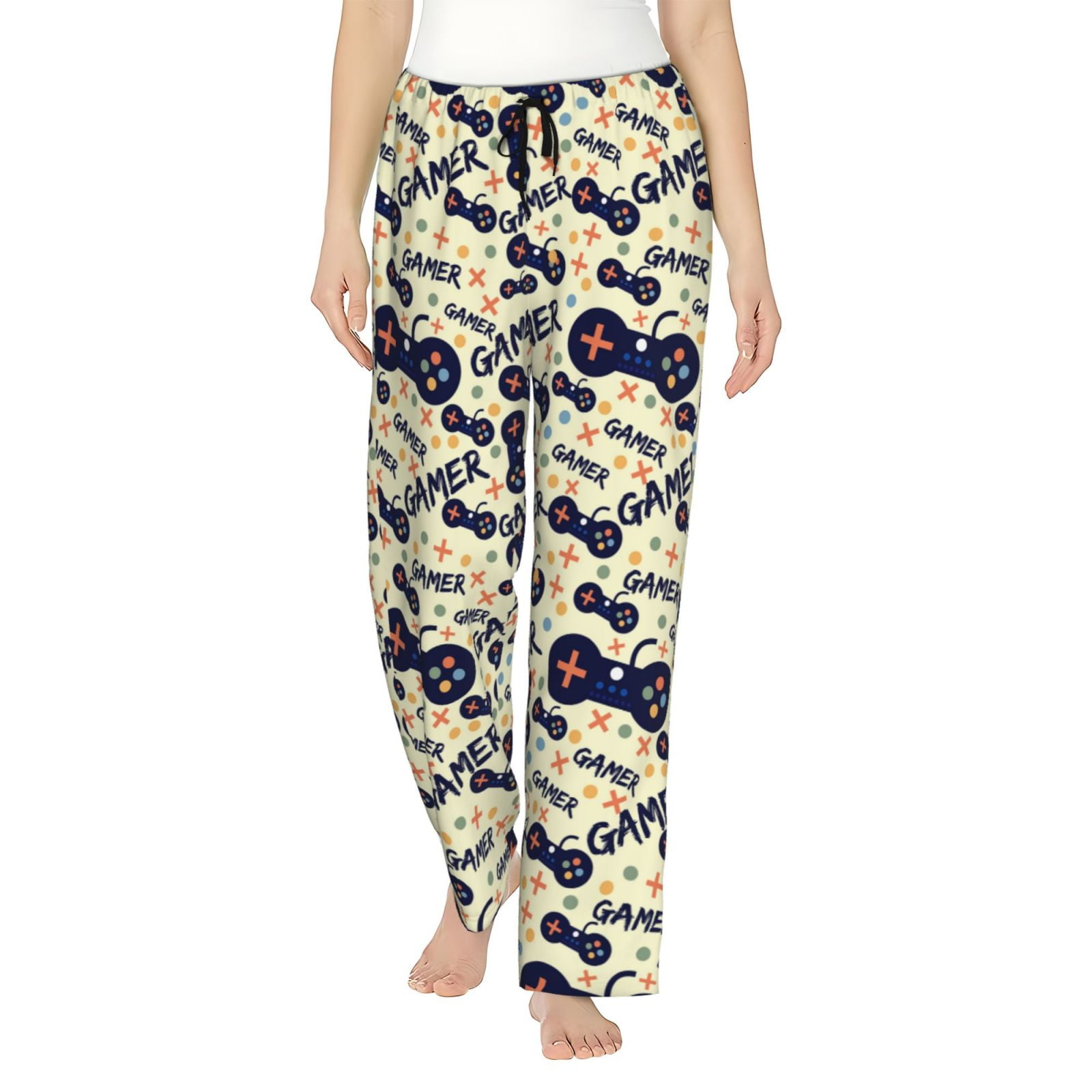 Gaeub Game Controller Soft Pajama Pants for Women, Wide Leg Comfy ...