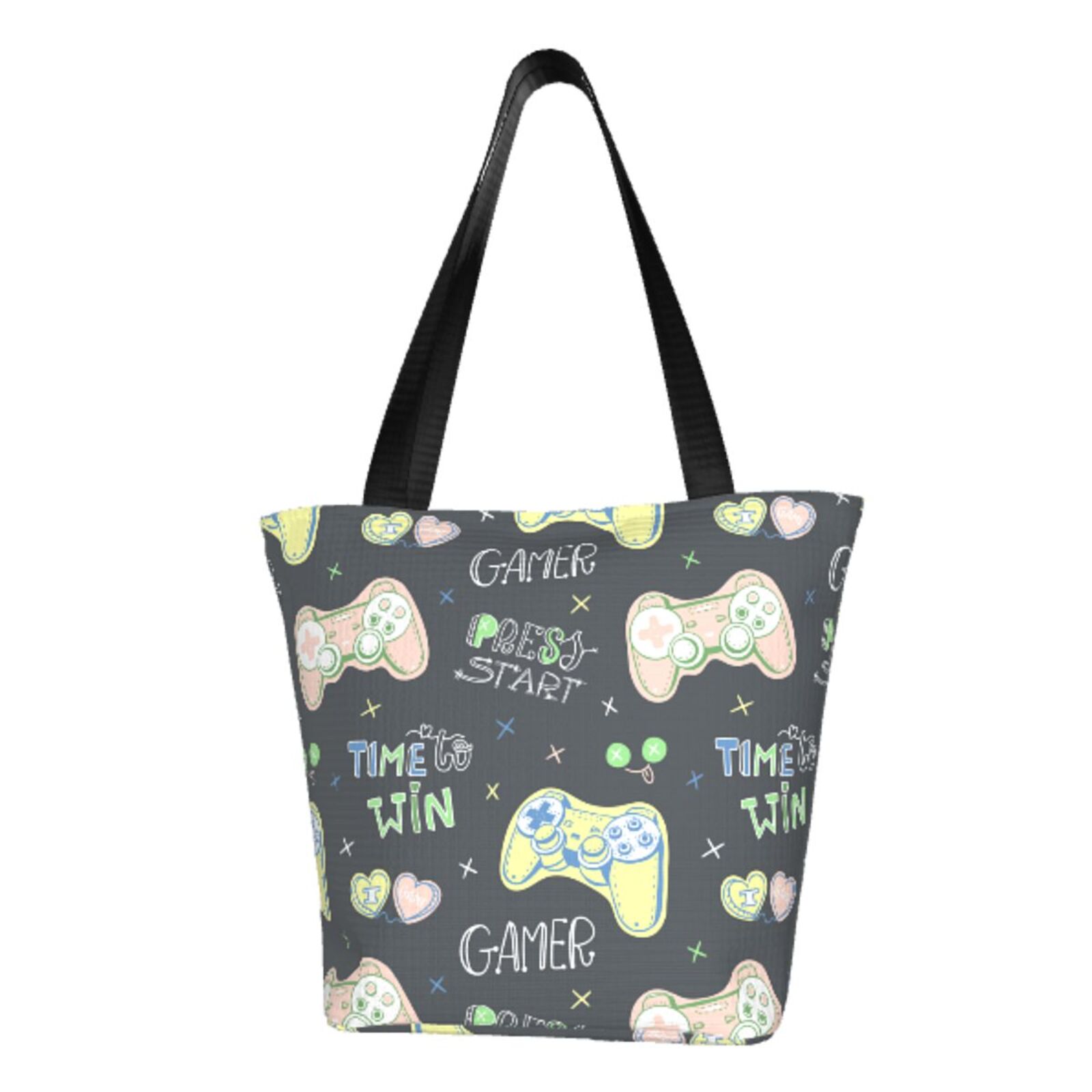 Gaeub Gamers Printed Tote Bag Grocery Bag Reusable Shoulder Bag with ...