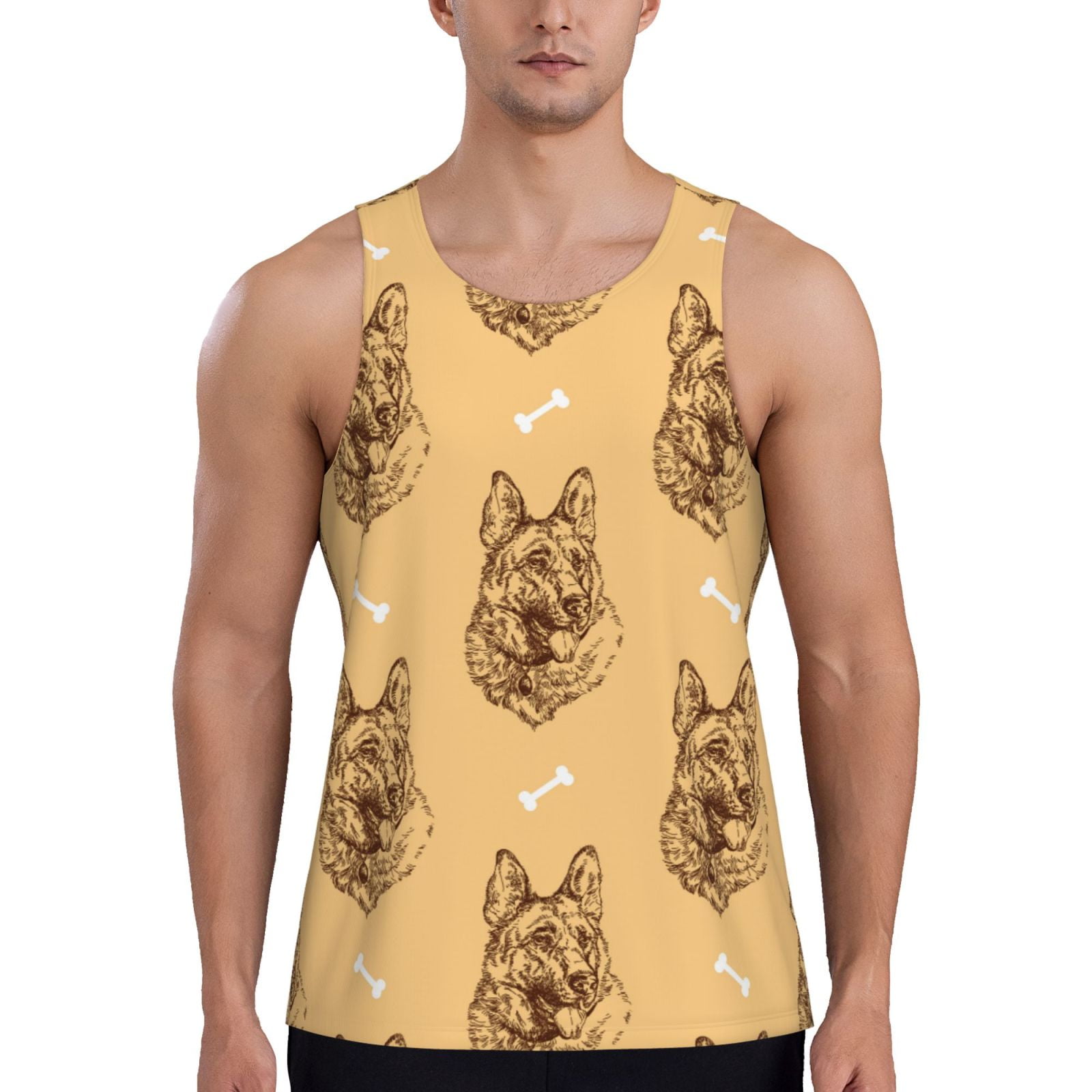 Gaeub German Shepherd Dog Print Men's Workout Tank Top , Casual Soft ...