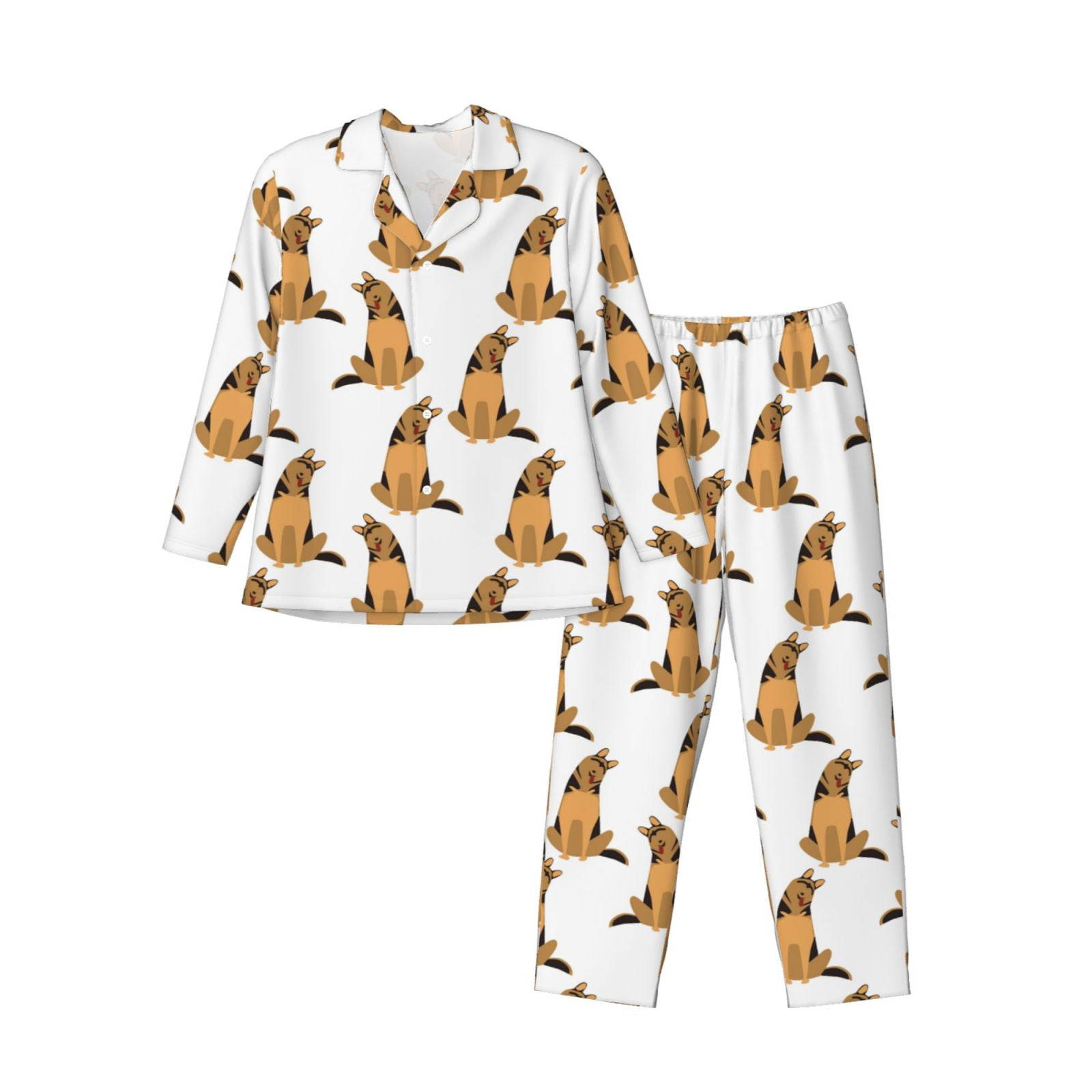 Gaeub German Shepherd Dog Print Mens Pajama Set, Long Sleeve Pajamas ...