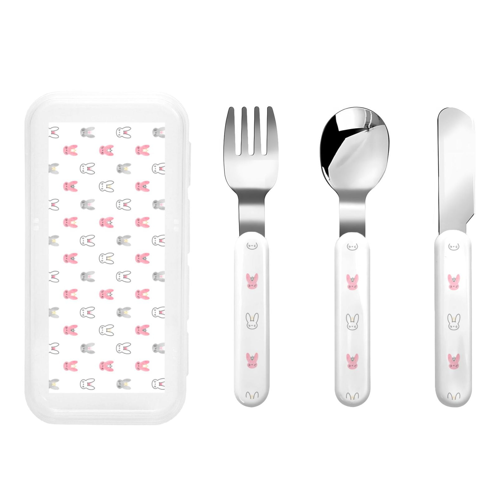 Gaeub Girl Rabbit Print 3-Piece Children Knife Spoon Fork Set,Stainless ...