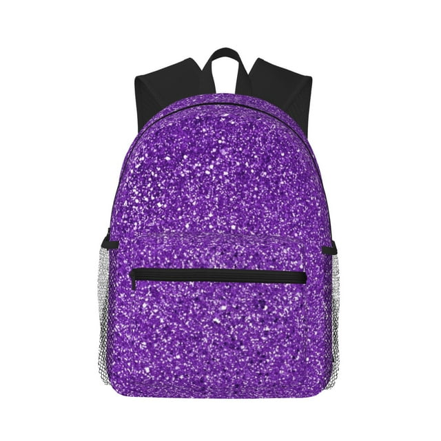 Gaeub Glitter Purple School Backpack Waterproof Bookbag for Men Women ...