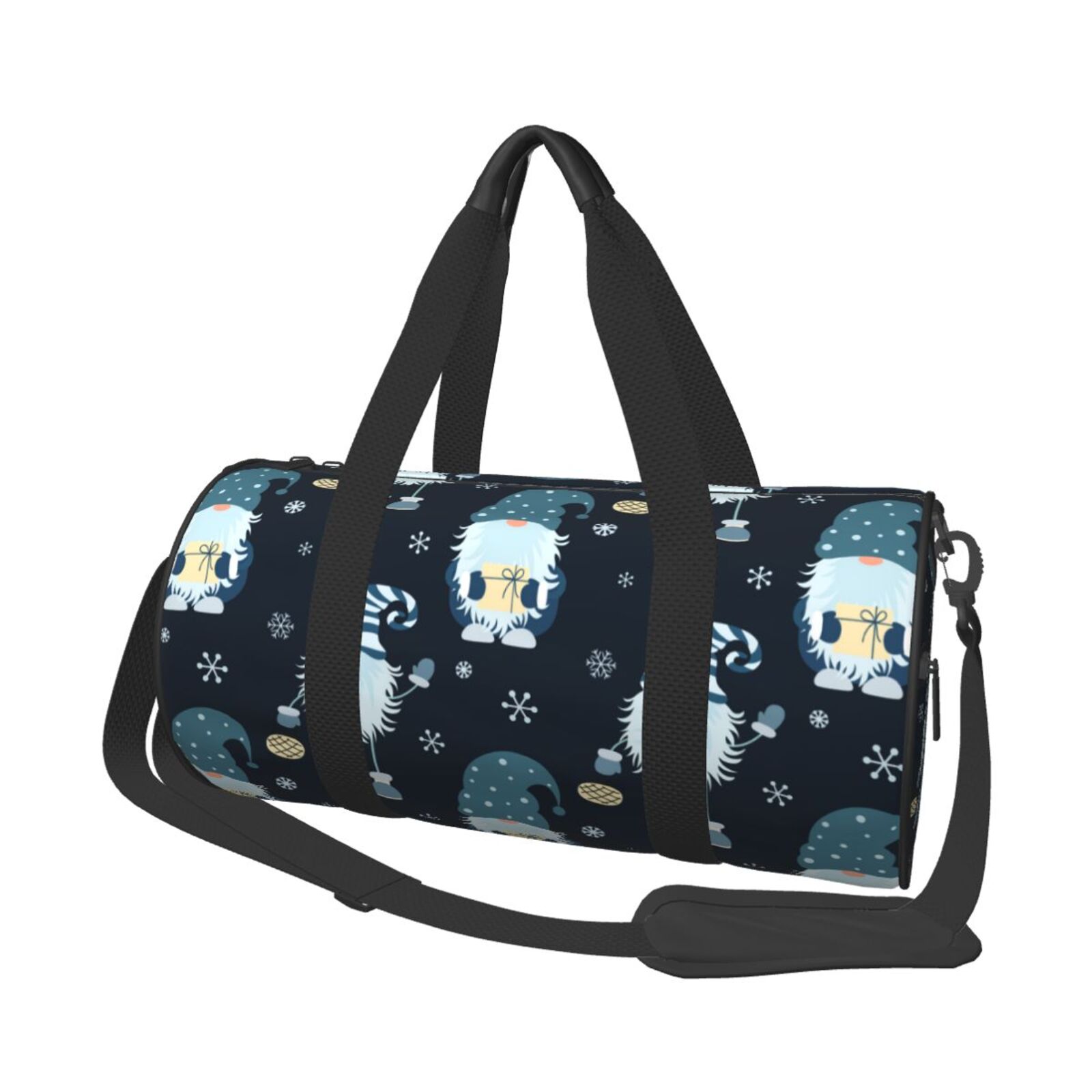 Gaeub Gnome and Snowflakes Lightweight Travel Cylinder Bag Gym Tote Bag ...