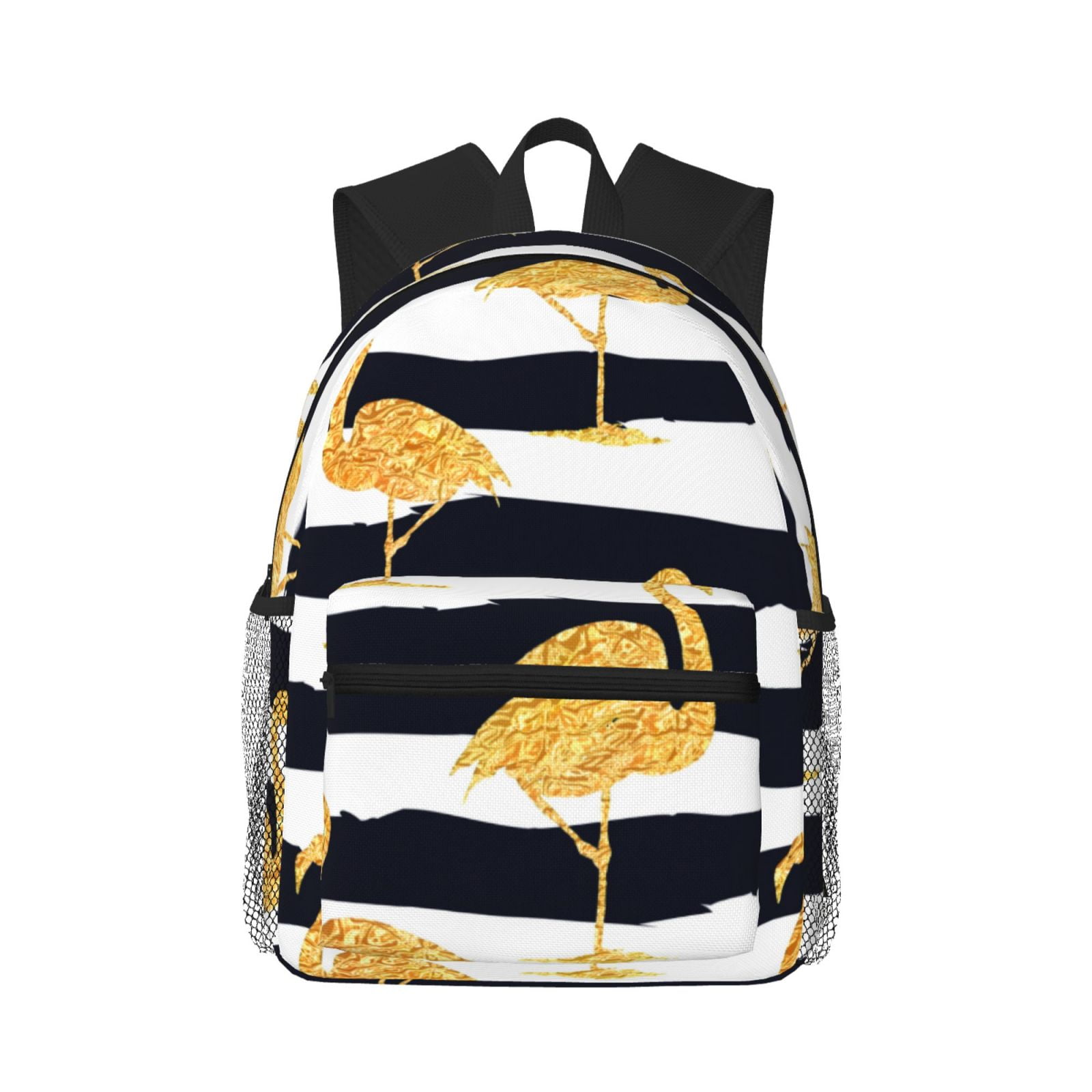 Gaeub Gold Flamingo School Backpack Waterproof Bookbag for Men Women ...