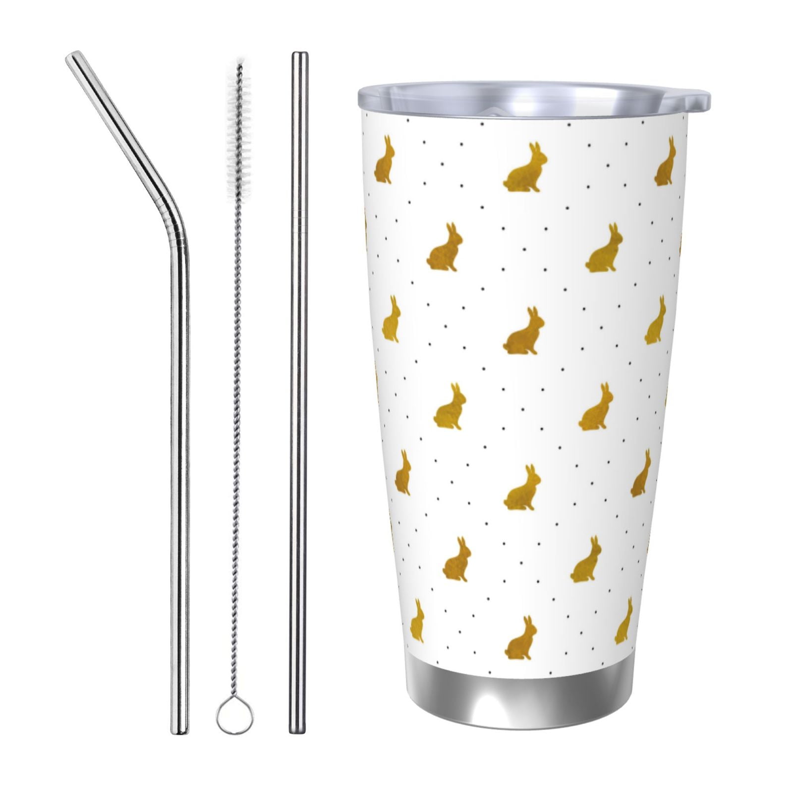 Gaeub Gold Rabbit Print 20-Ounce Stainless Steel Car Cup,Tumblers Cups ...