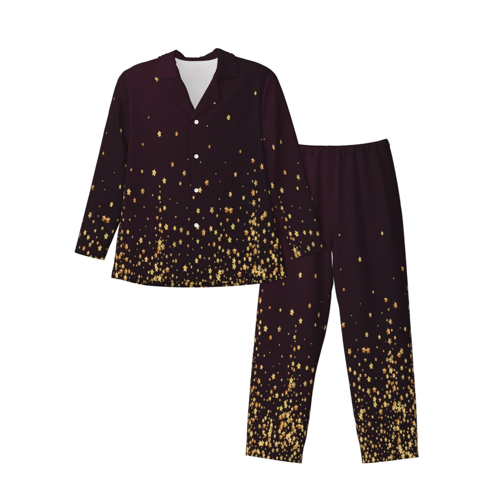 Gaeub Gold stars luxury sparkling Print Mens Pajamas Set Mens Sleepwear ...