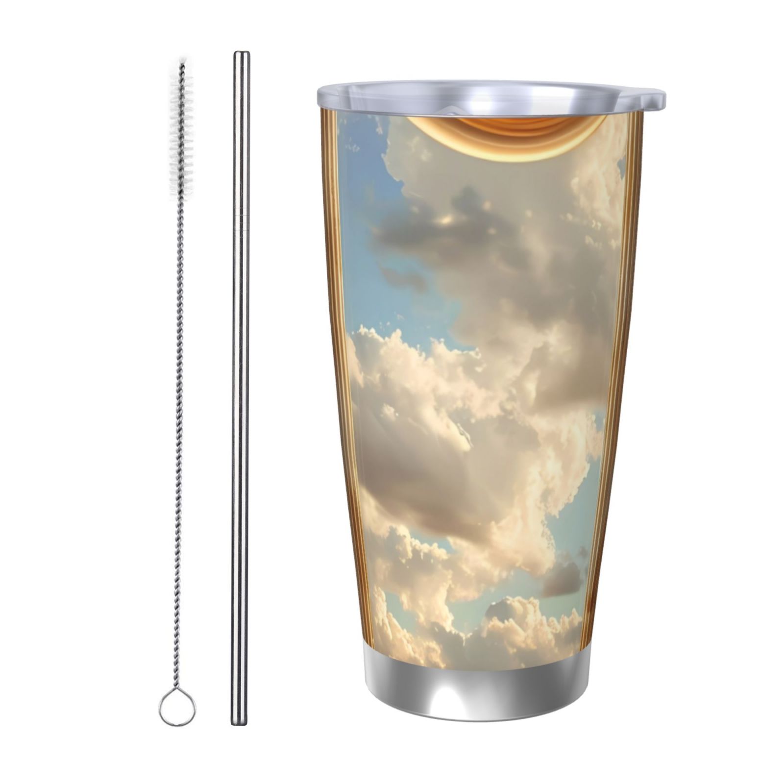 Gaeub Golden Drapes Pillars Clouds Print 20-Ounce Stainless Steel Car Cup,Tumblers Cups with ...