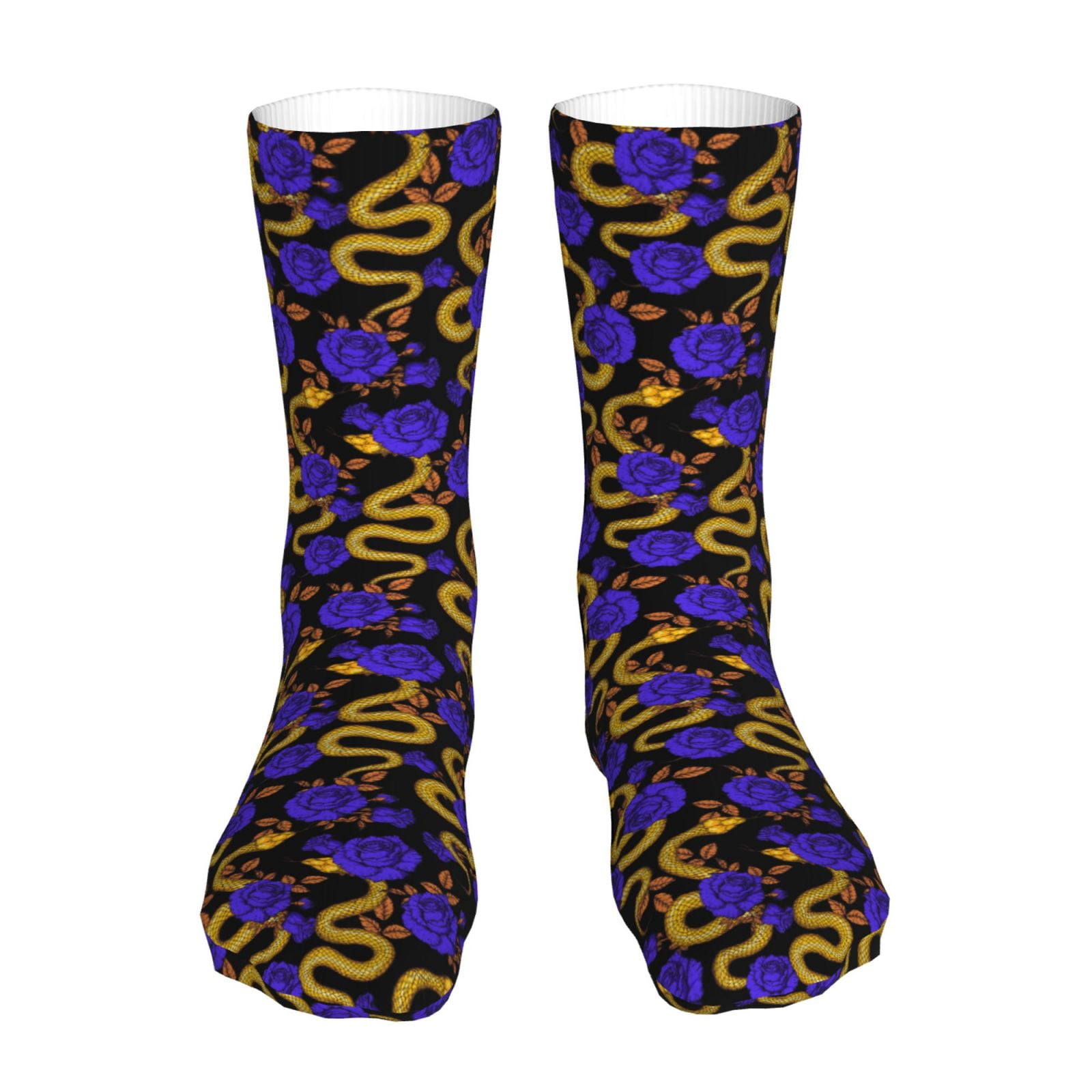 Gaeub Golden Snake And Purple Rose Print Sports Socks,No Heel Casual ...