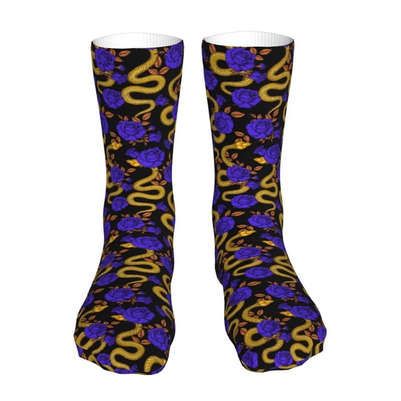 Gaeub Golden Snake And Purple Rose Print Sports Socks,No Heel Casual ...