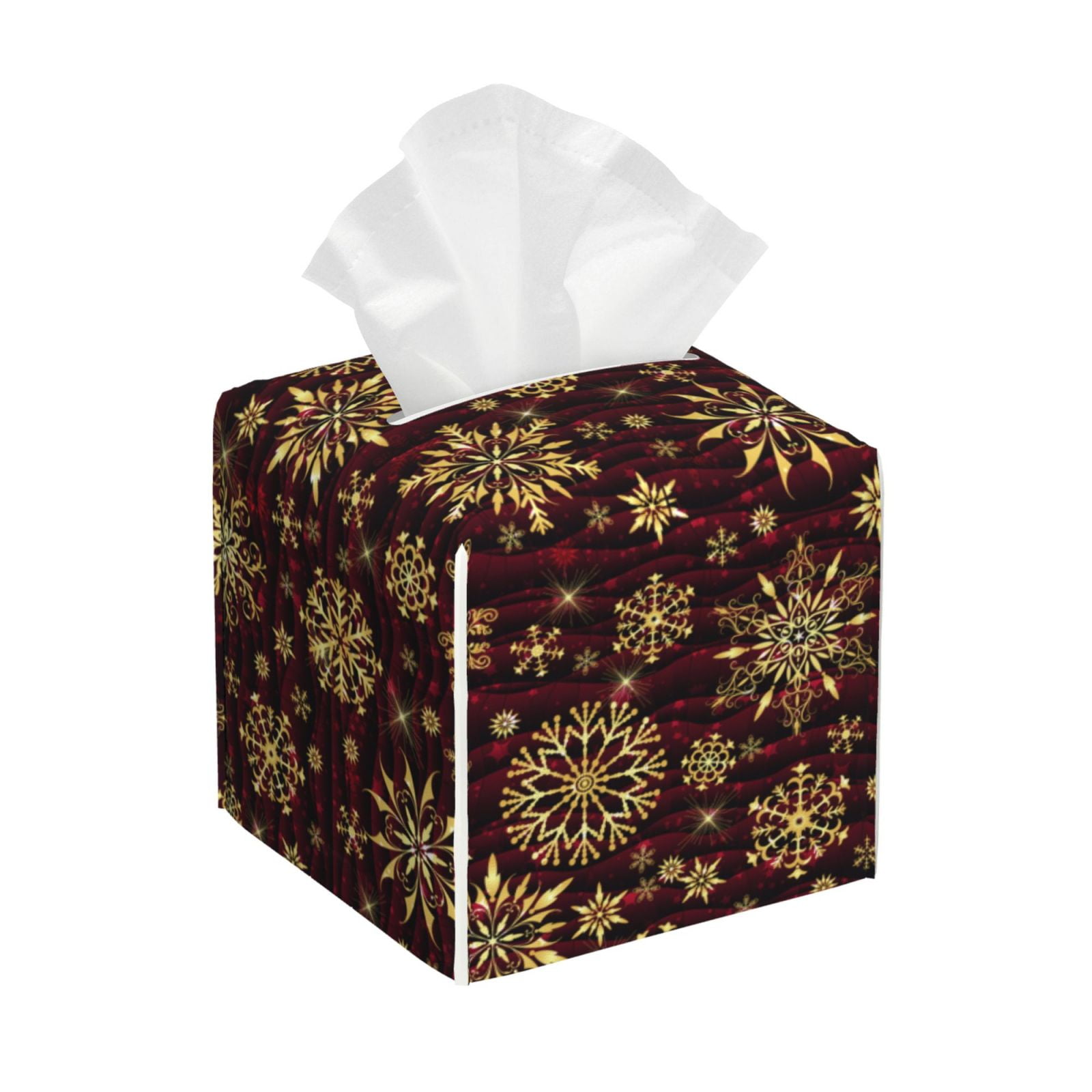 Gaeub Golden Snowflakes Print Leather Tissue Box Cover Square,Tissue ...