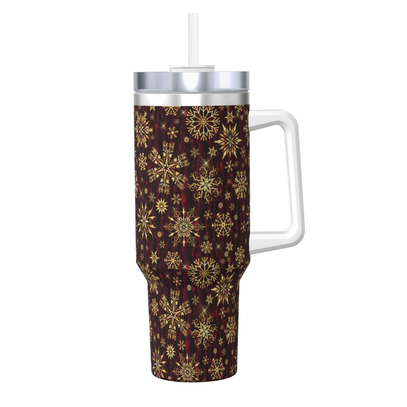 Gaeub Golden Snowflakes Print Stainless Steel Hot/Cold Coffee Cup,40oz ...