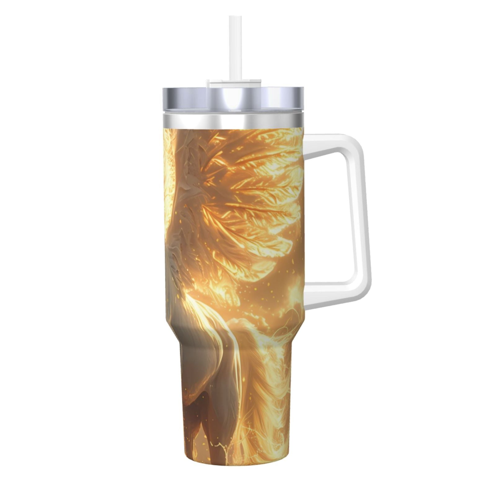 Gaeub Golden Winged White Horse Print Stainless Steel Hot/Cold Coffee ...