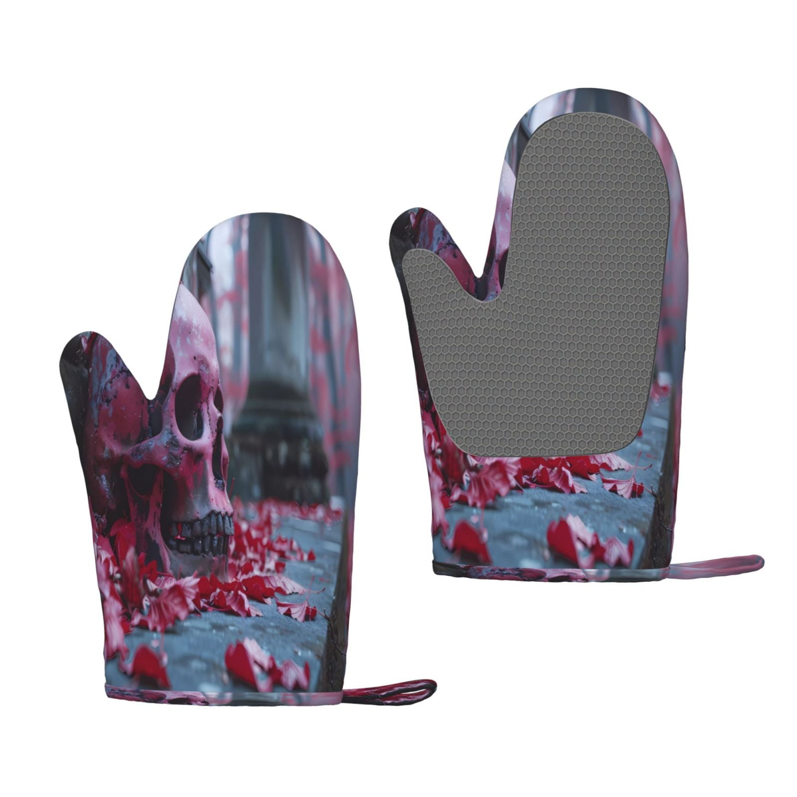 Gaeub Gothic Red Skull Cemetery Print Oven Mitts and Potholders BBQ ...