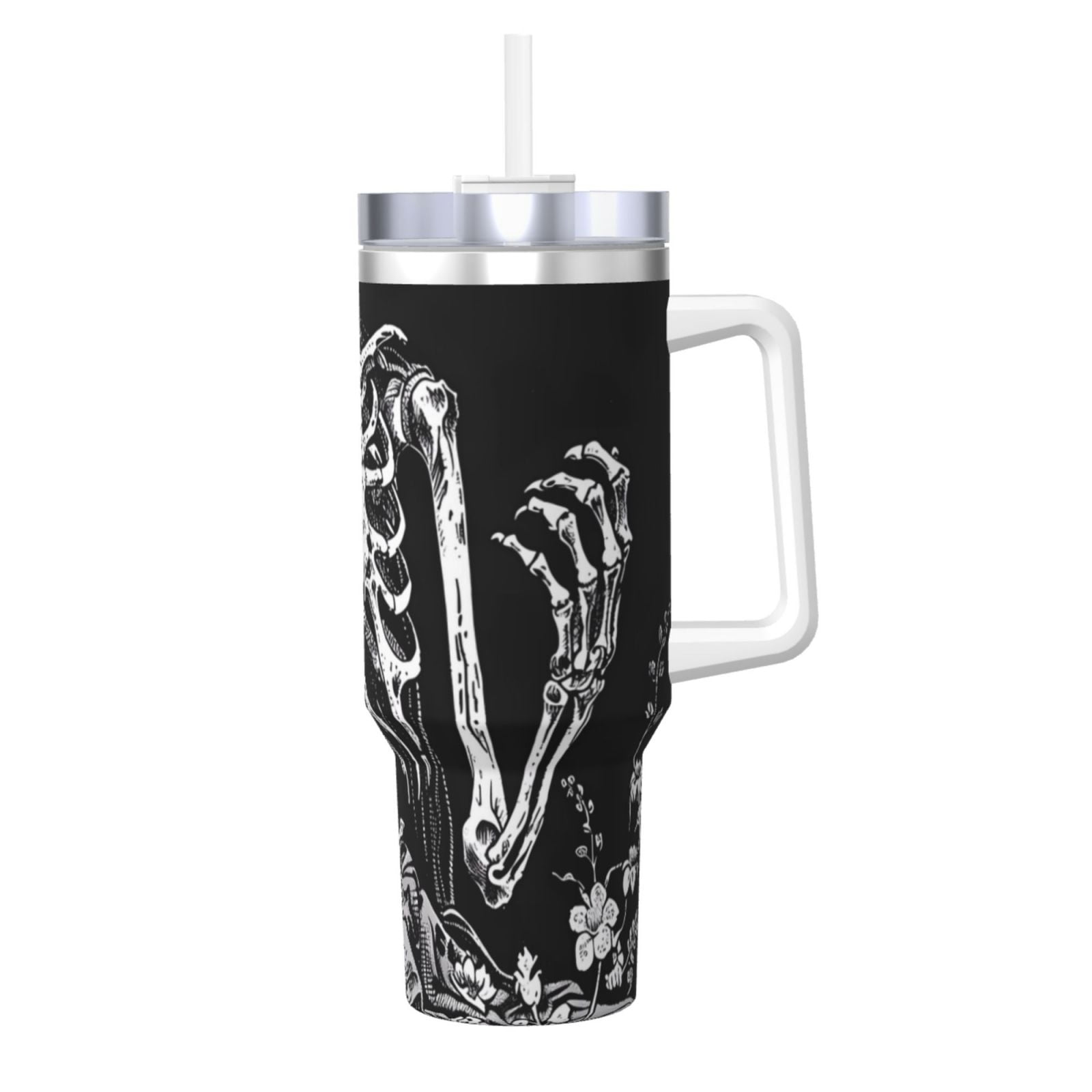 Gaeub Gothic Skull Floral Art Print Stainless Steel Hot/Cold Coffee Cup ...